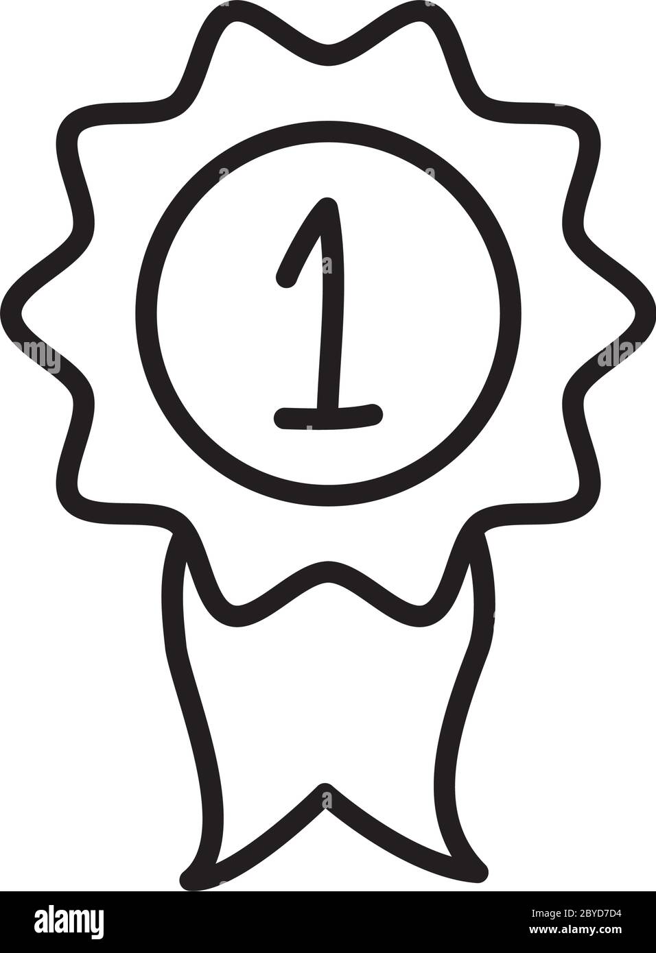 winner seal icon over white background, line style, vector illustration ...