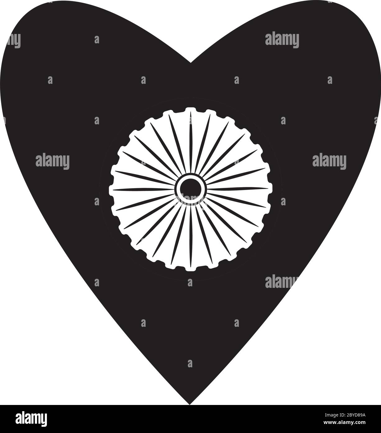 heart with india flag design over white background, silhouette style ...