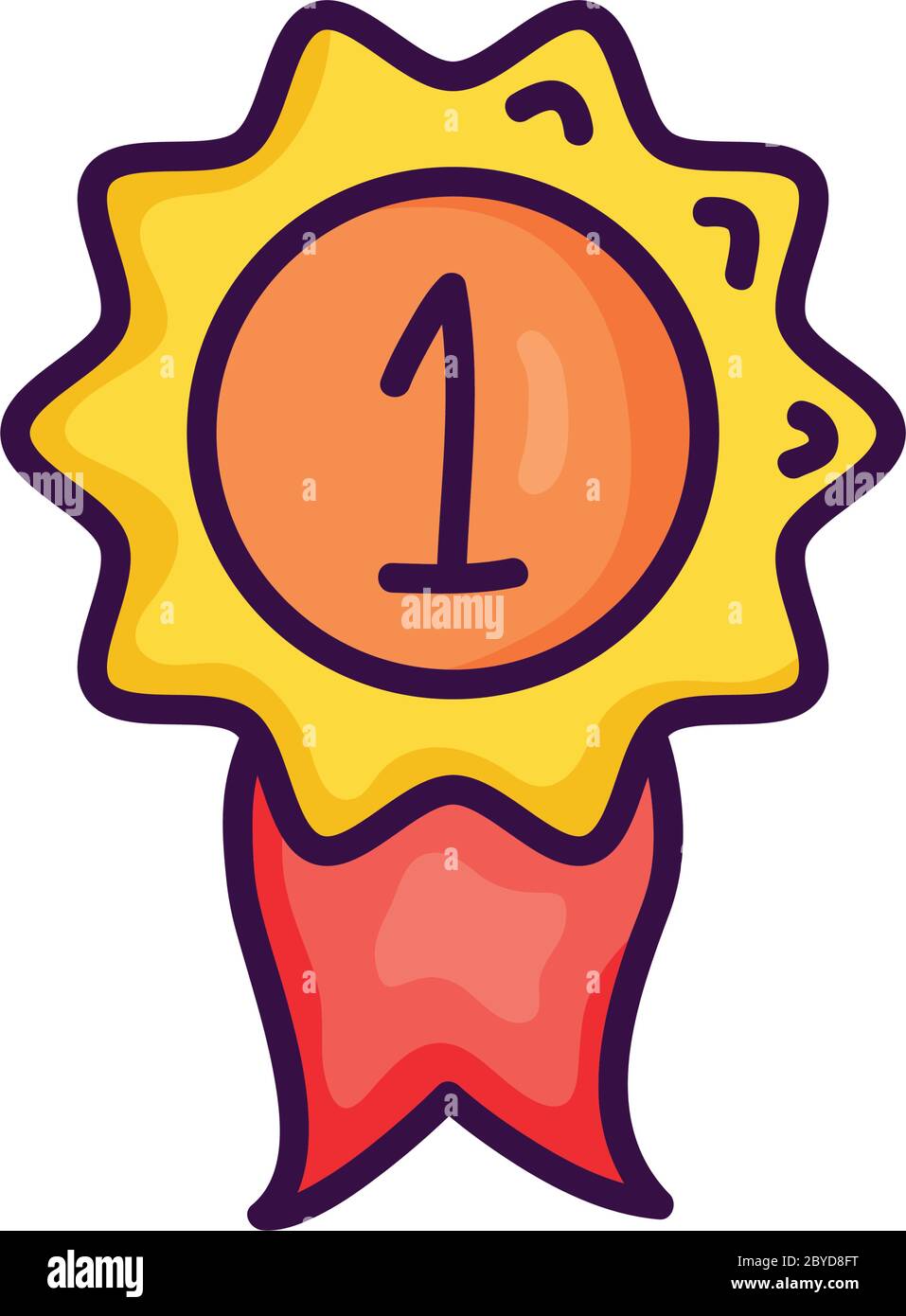 winner seal icon over white background, line color style, vector ...