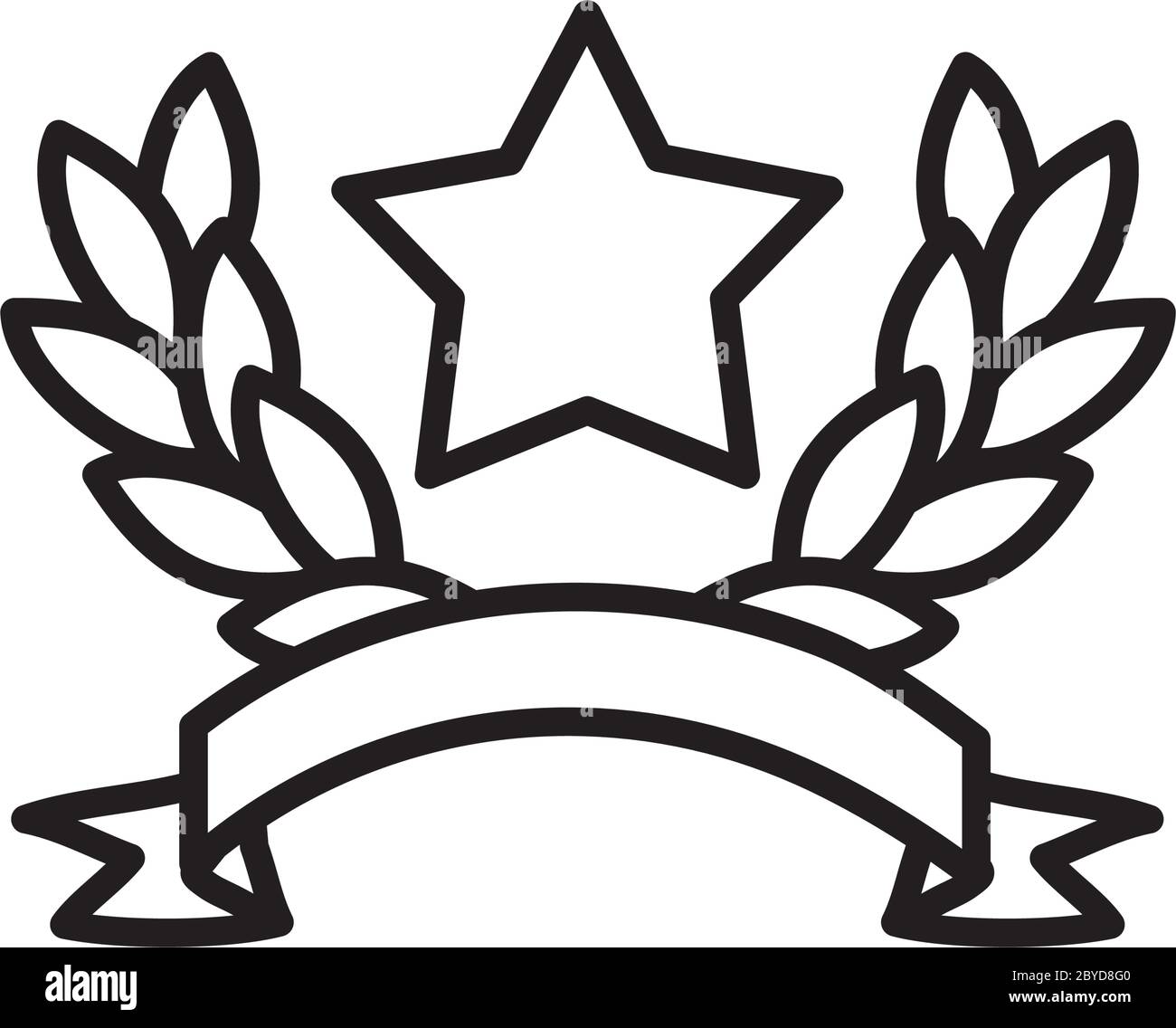 champion wreath with decorative ribbon and star over white background ...