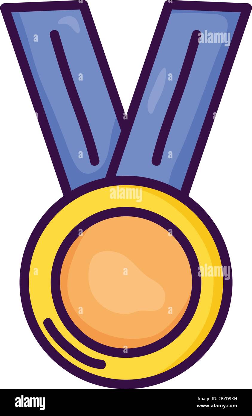winner medal icon over white background, line color style, vector ...