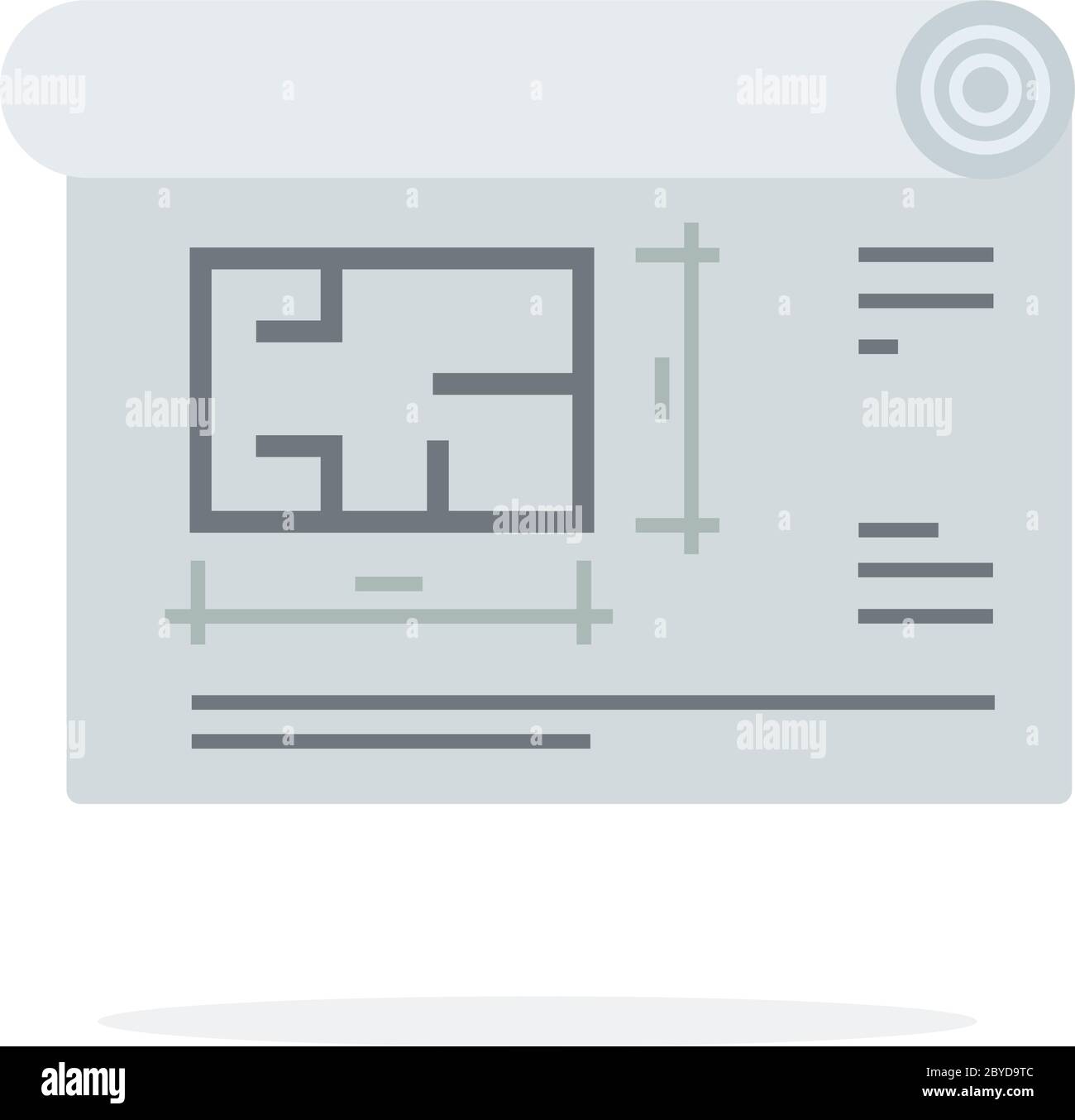 Construction plan on roll paper flat isolated Stock Vector Image & Art ...