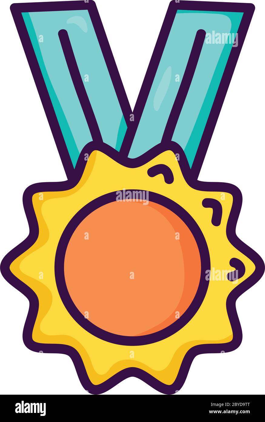 winner medal icon over white background, line color style, vector ...