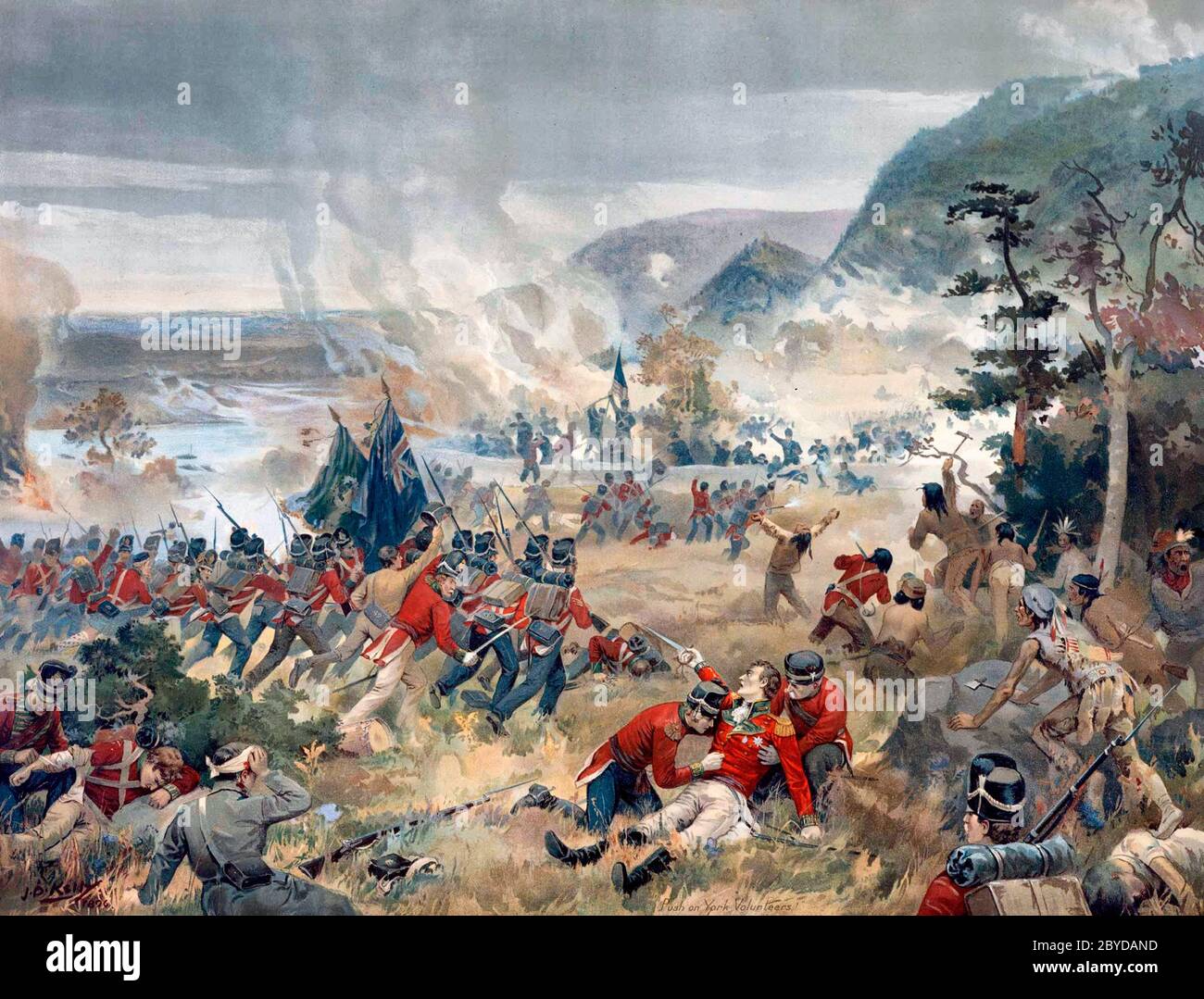 Push on, brave York volunteers - Image of the death of General Brock at the Battle of Queenston ...