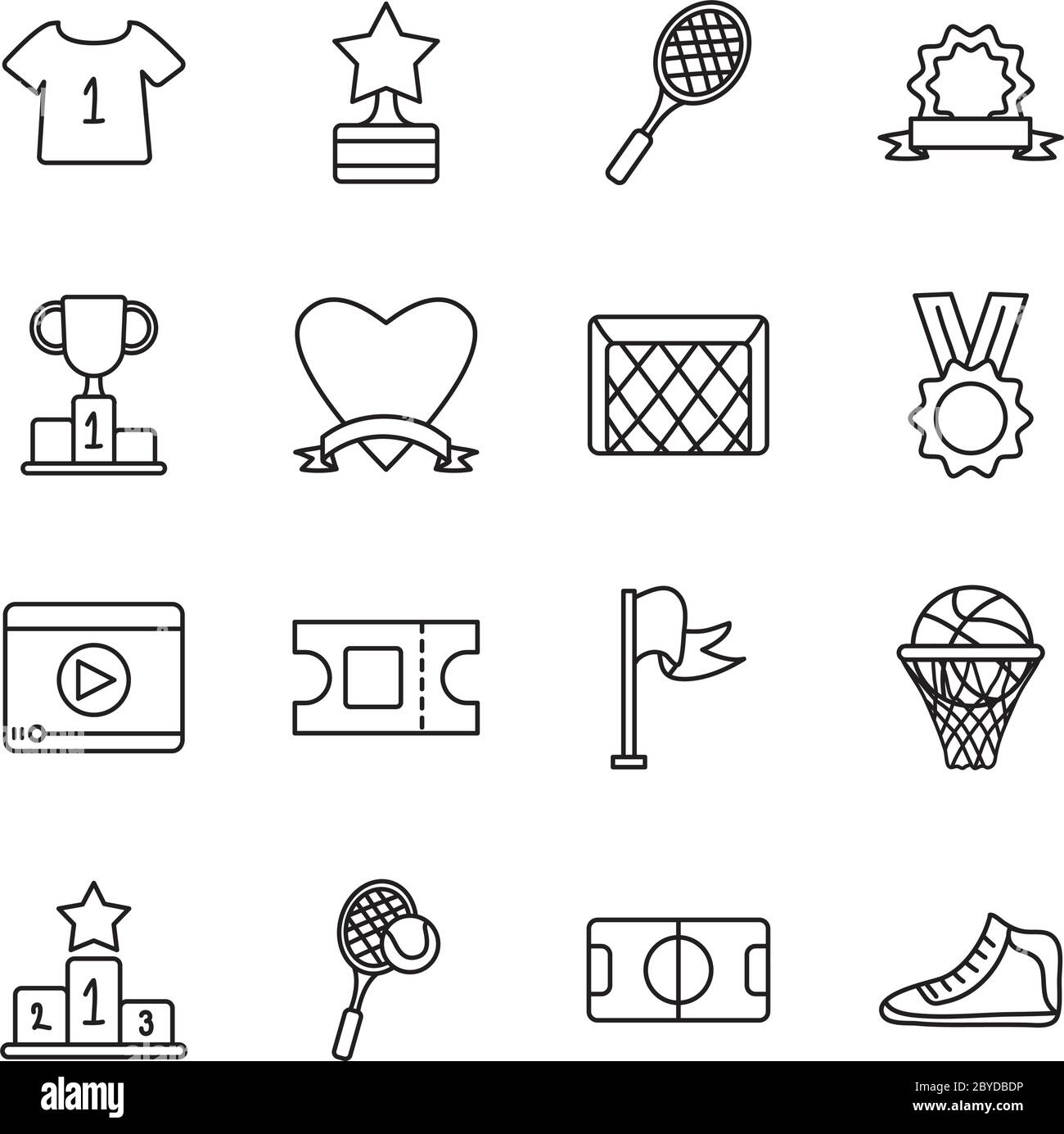game ticket and game event icon set over white background, line style ... game ticket and game event icon set over white background, line style ...