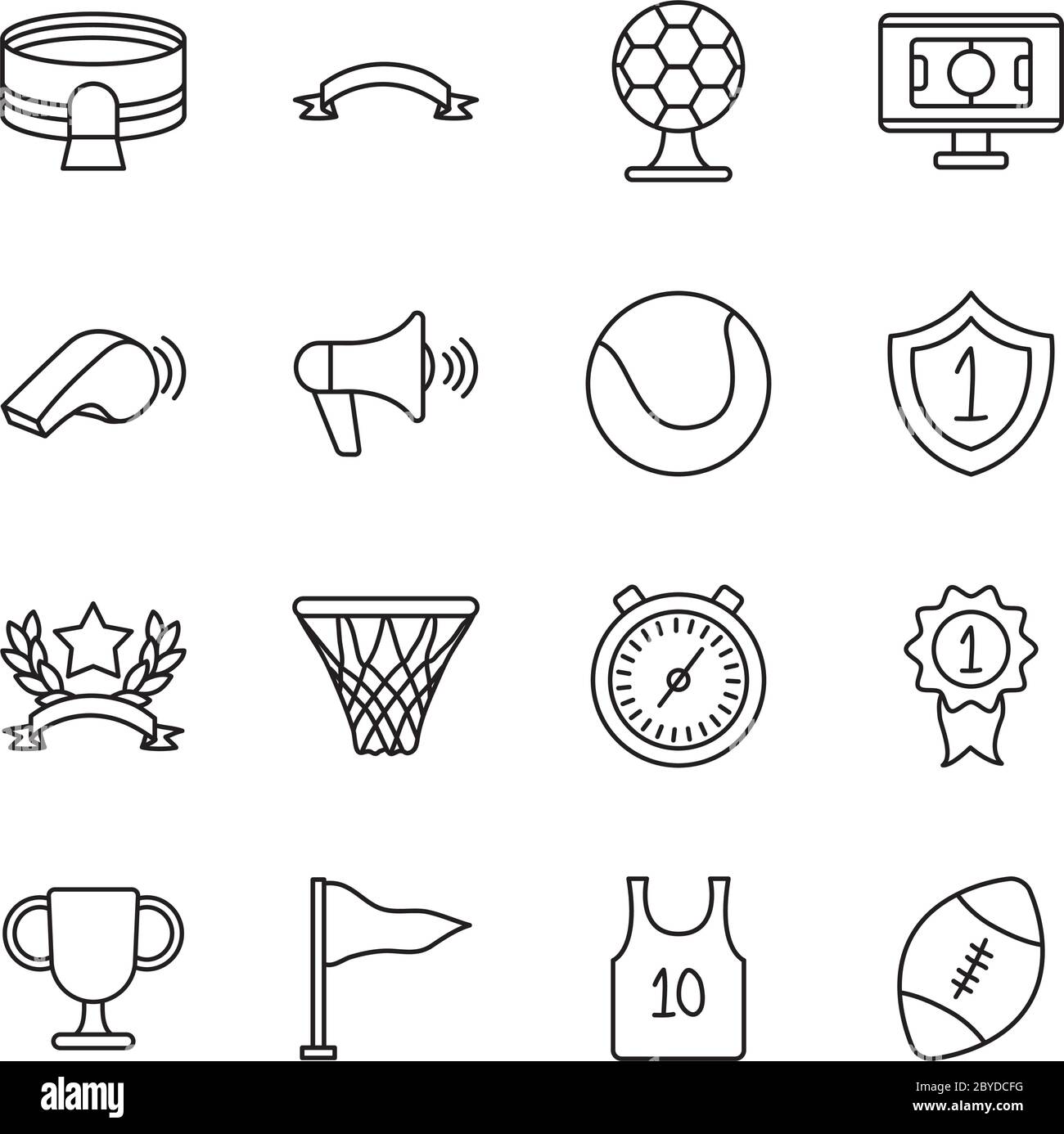 megaphone and game event icon set over white background, line style ...