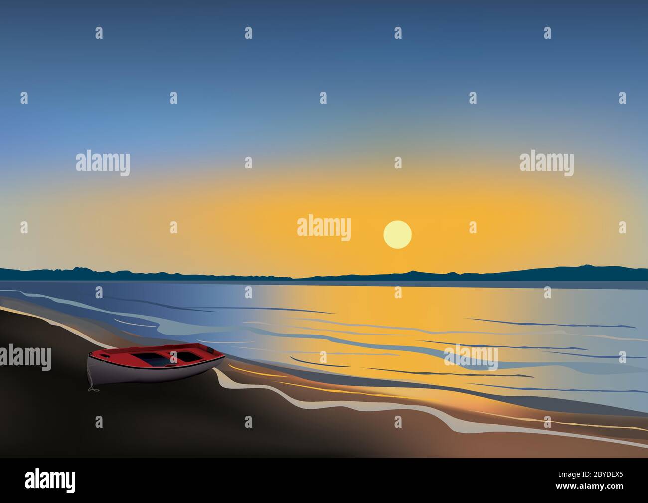 Beautiful seascape boat in Stock Vector Images - Alamy