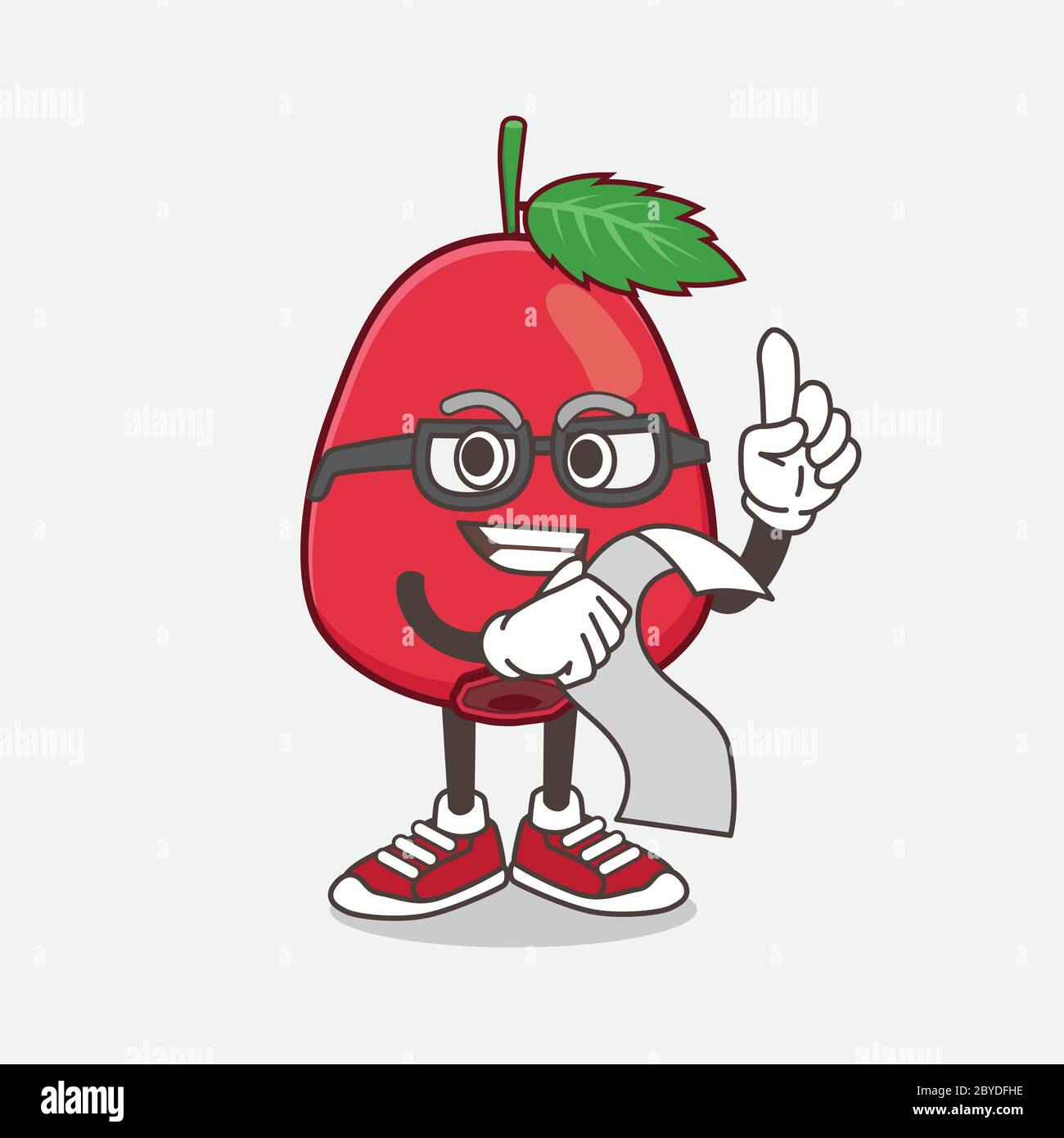 An illustration of Rose Hip Fruit cartoon mascot character holding a ...