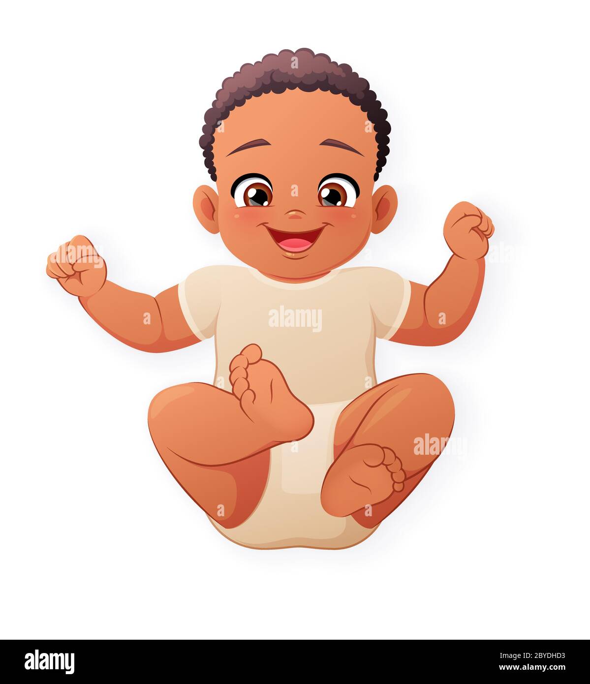 Cute and happy little African baby. Isolated vector illustration Stock ...