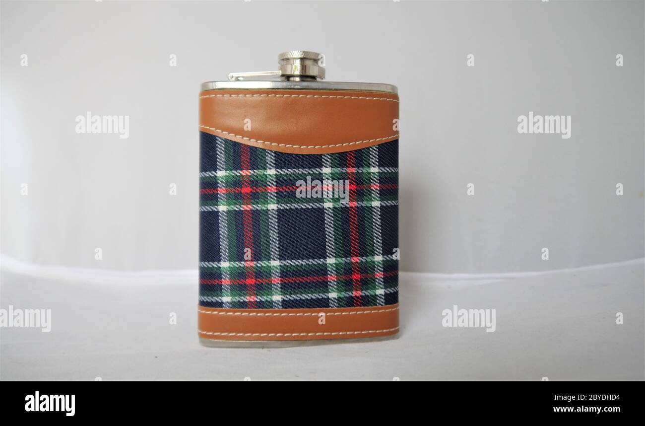Stainless steel hip flask for portable consumption of alcohol Stock ...