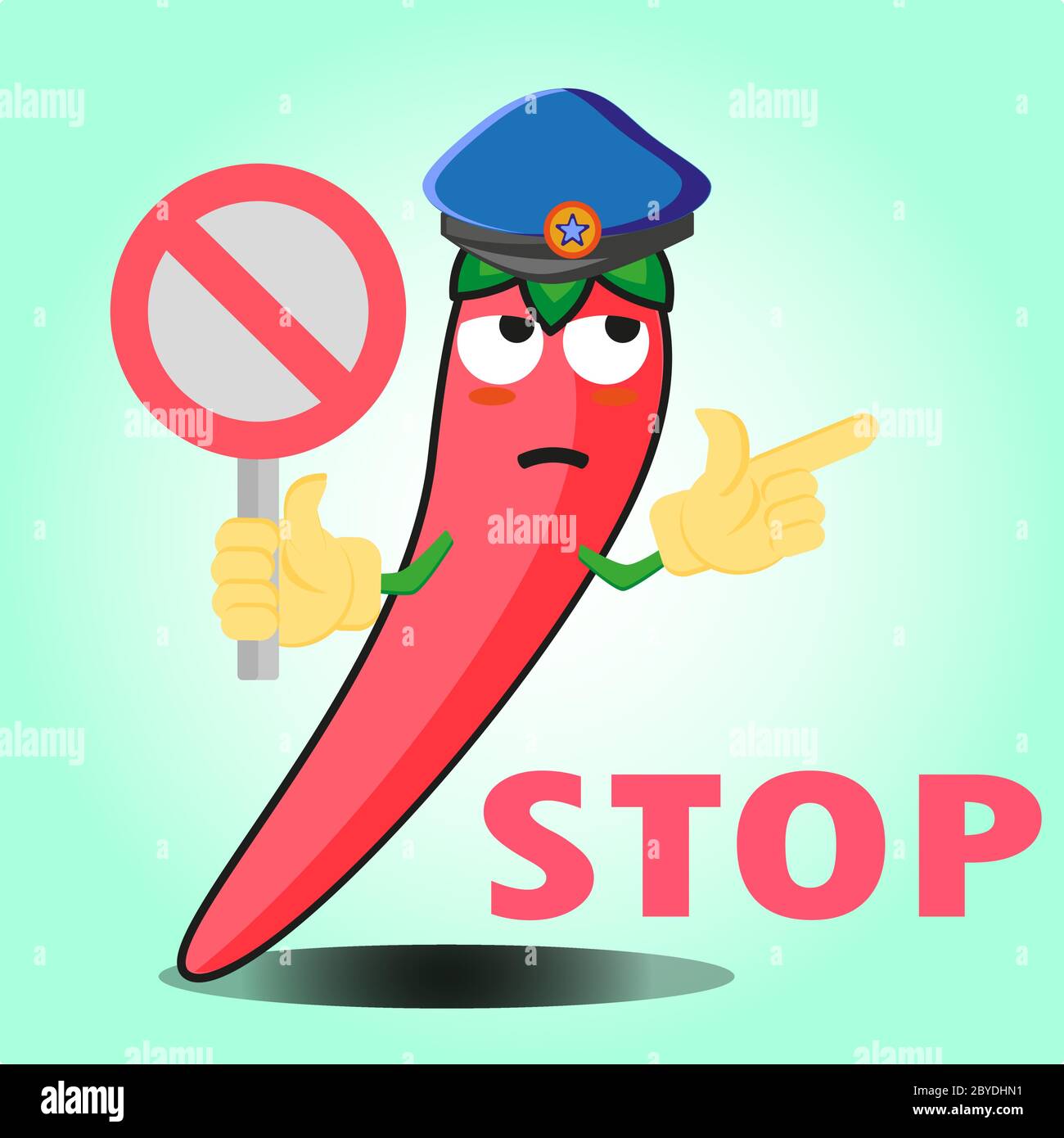 Cute mexican chili police officer cartoon character with police hat ...