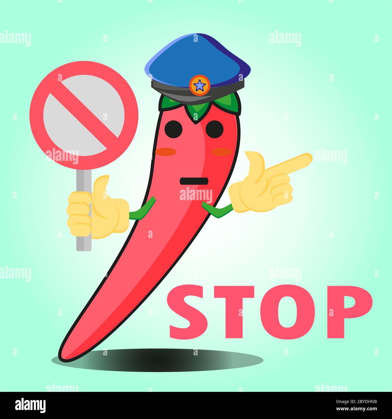 Cute mexican chili police officer cartoon character with police hat ...