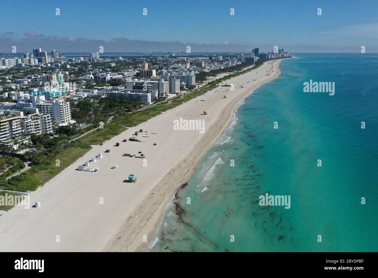 Aerial view of South Beach and Lummus Park in Miami Beach, Florida ...