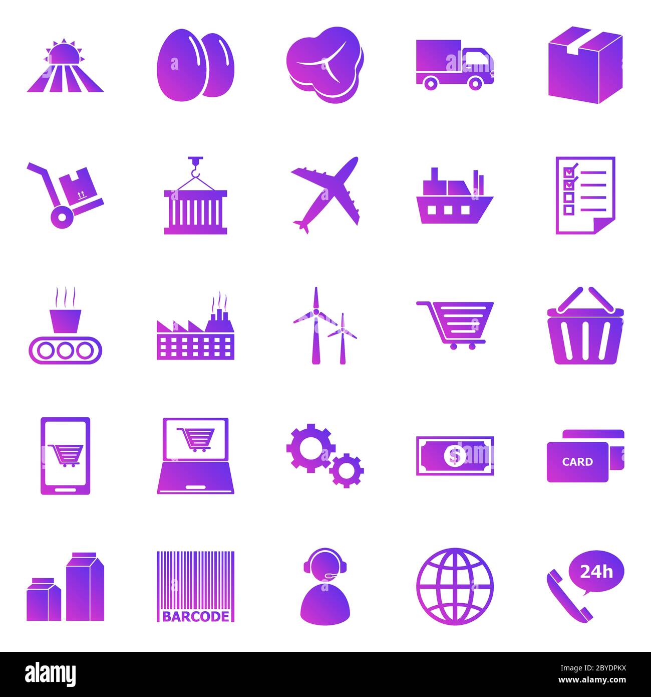 Supply chain gradient icons on white background, stock vector Stock ...