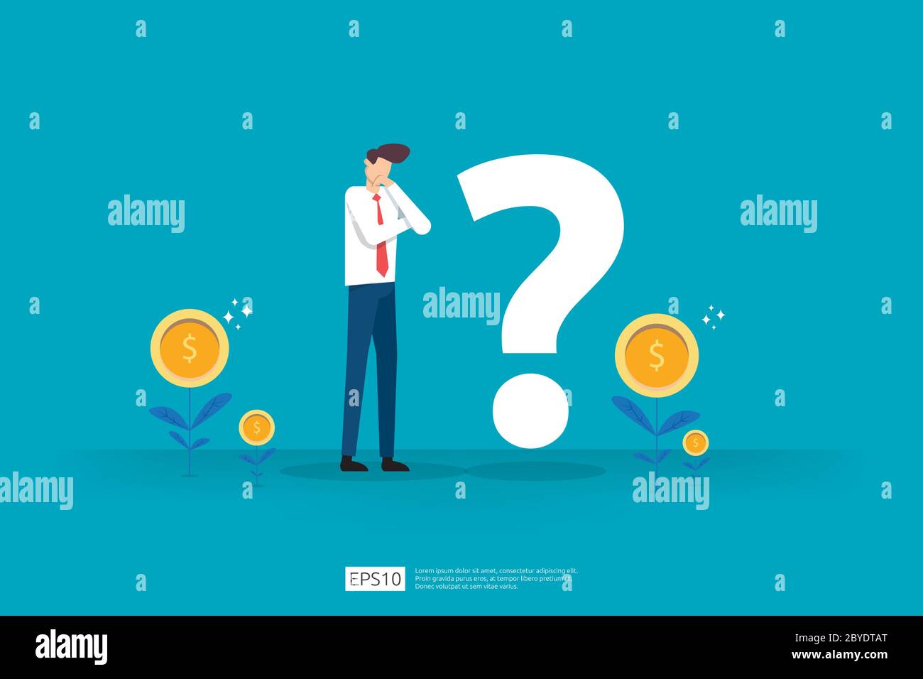 businessman and question mark vector illustration. Business dilemma ...