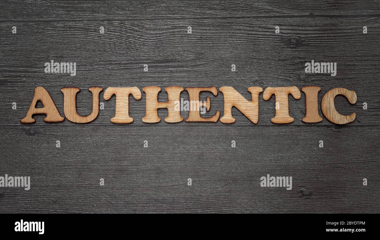 Authentic, word text typography written with vintage wooden alphabet ...