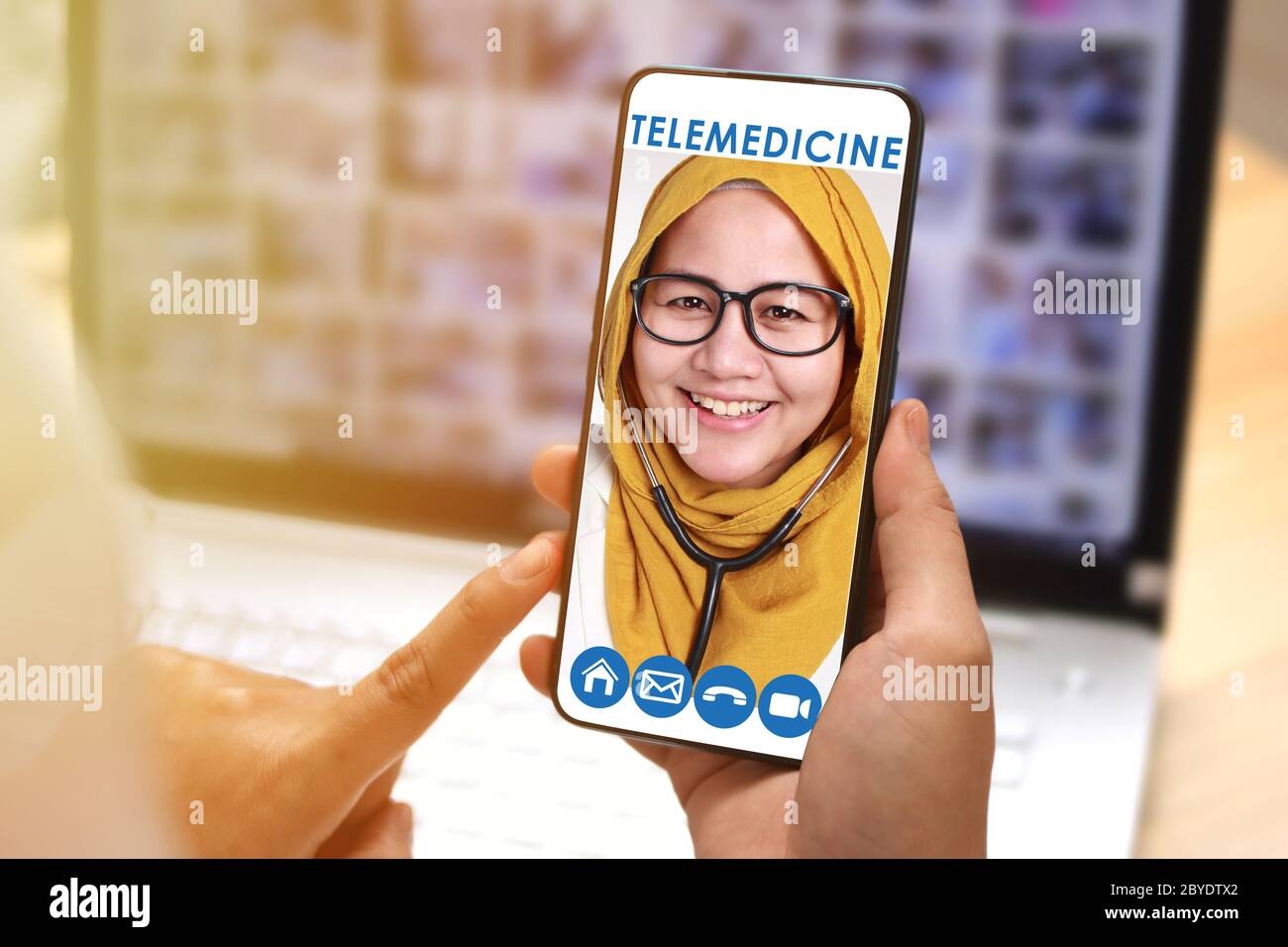 Concept of online medical healthcare services, shows smartphone app ...