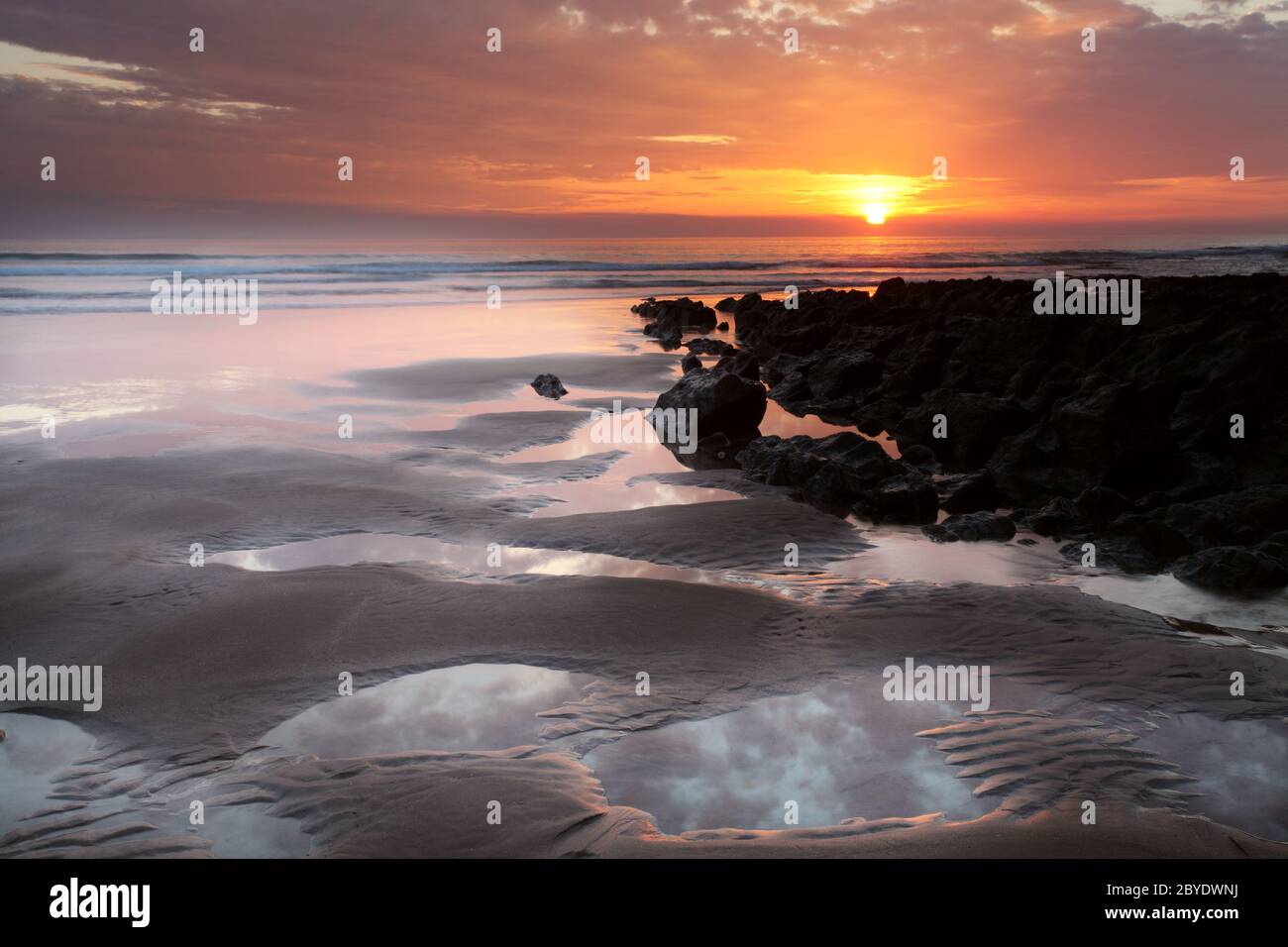 Sunset Woolacombe North Devon coast Stock Photo - Alamy