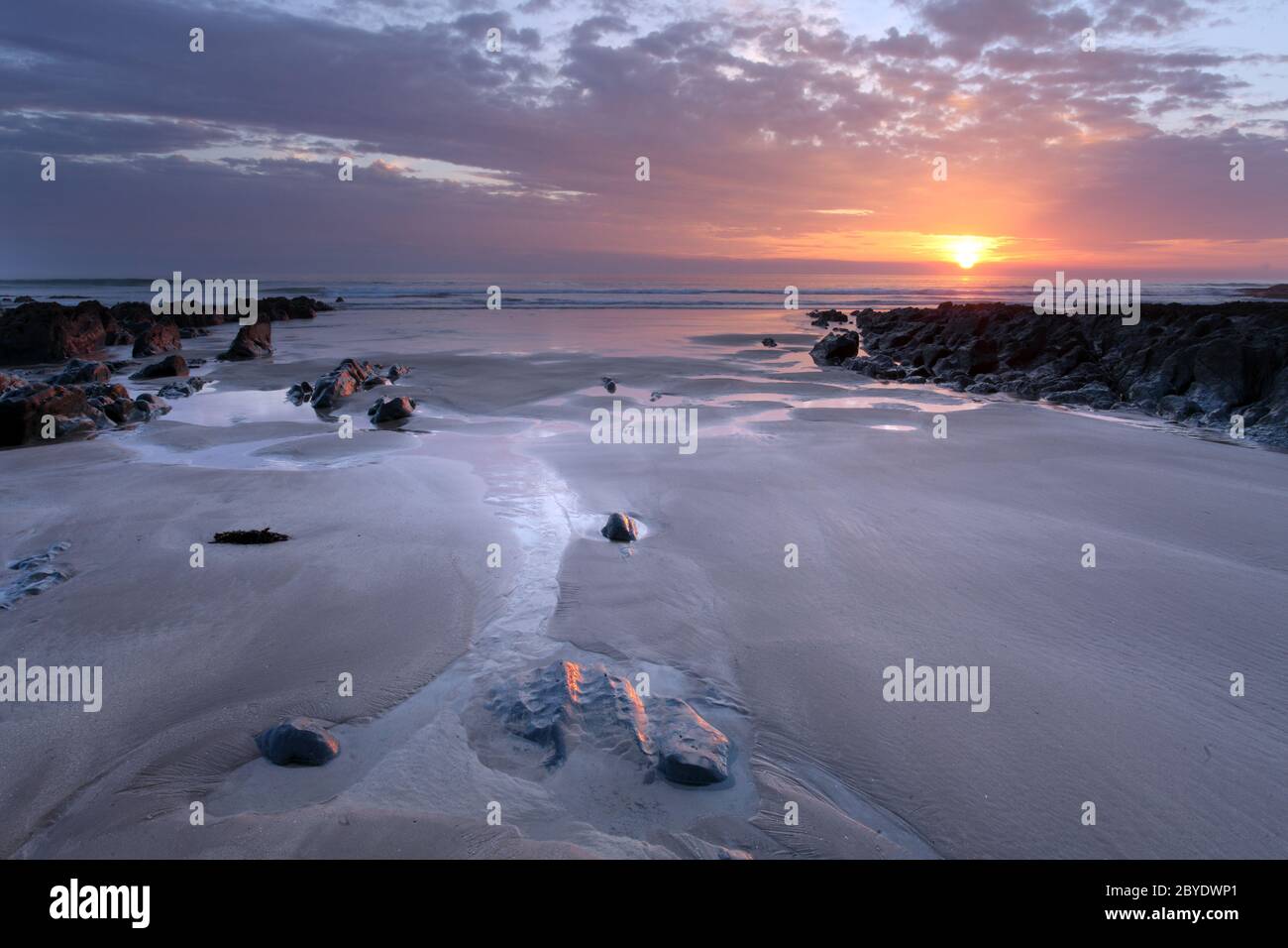 Sunset Woolacombe North Devon coast Stock Photo - Alamy