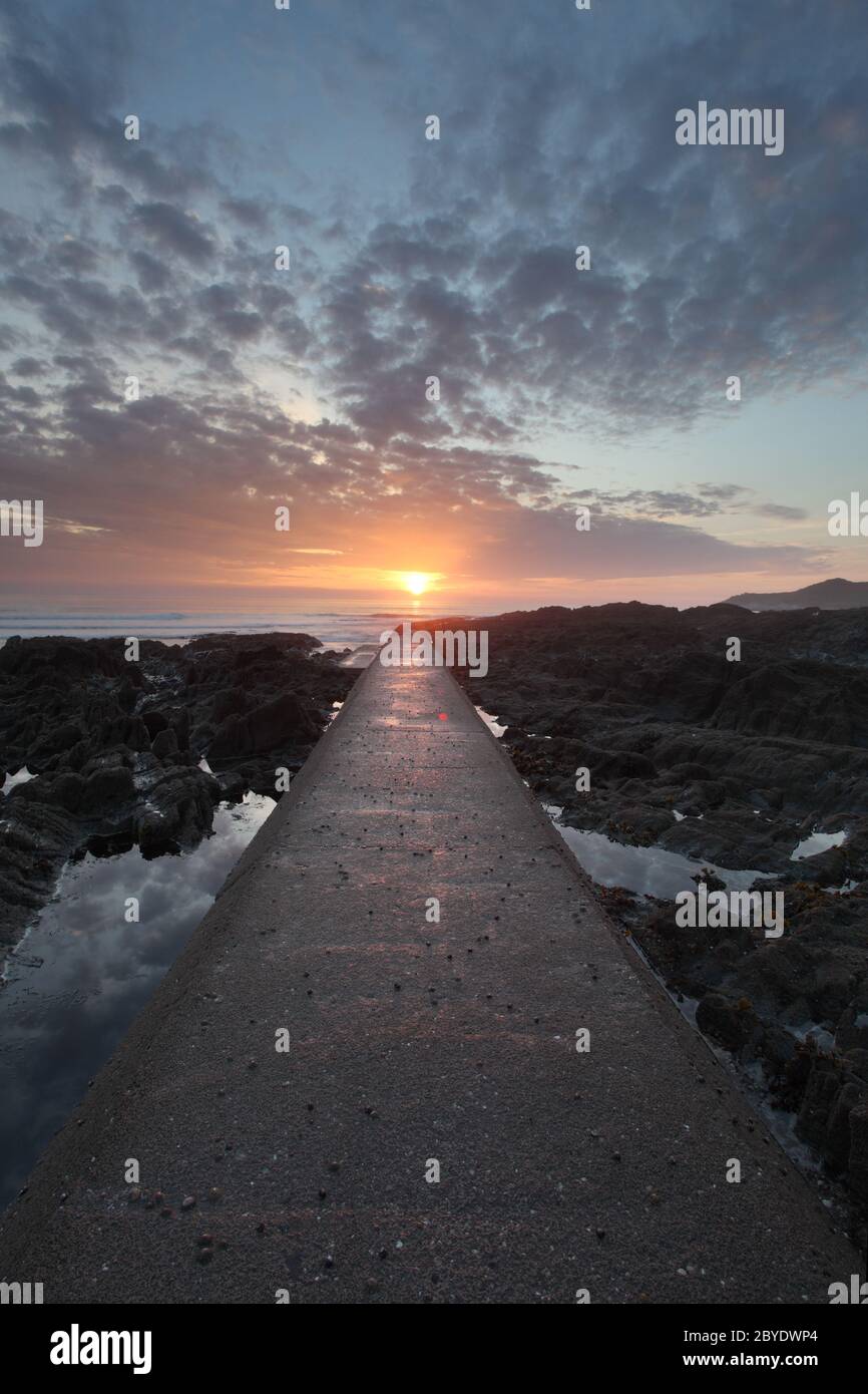 Sunset Woolacombe North Devon coast Stock Photo - Alamy