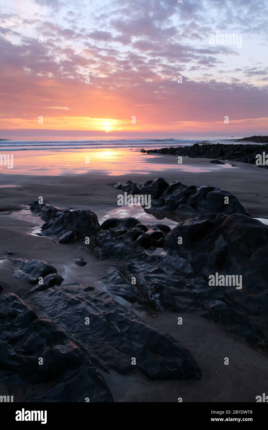 Sunset Woolacombe North Devon coast Stock Photo - Alamy