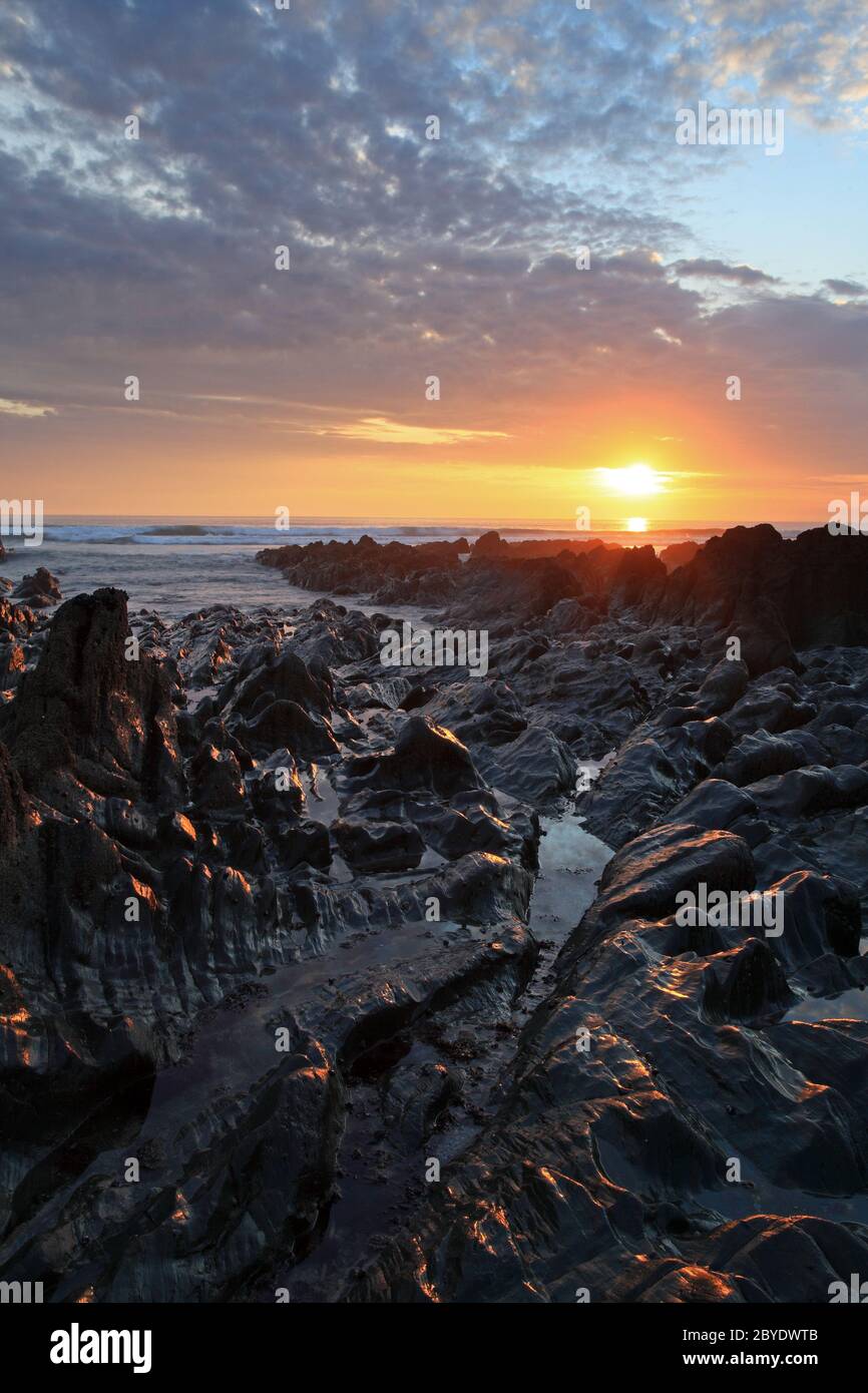 Sunset Woolacombe North Devon coast Stock Photo - Alamy