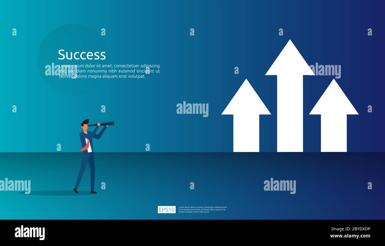 business success vision illustration concept with arrow up graphic and ...