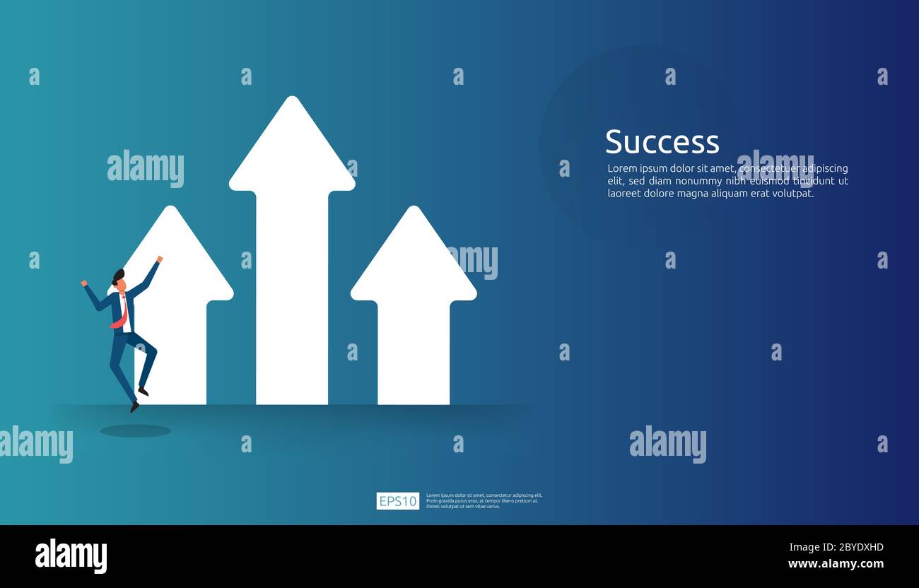 business success vision illustration concept with arrow up graphic and ...
