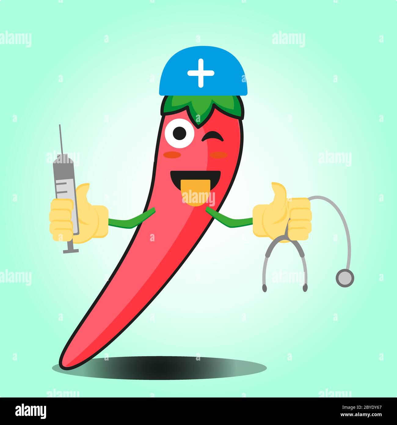 Cute mexican chili doctor cartoon face character with hat, sthethoskop ...