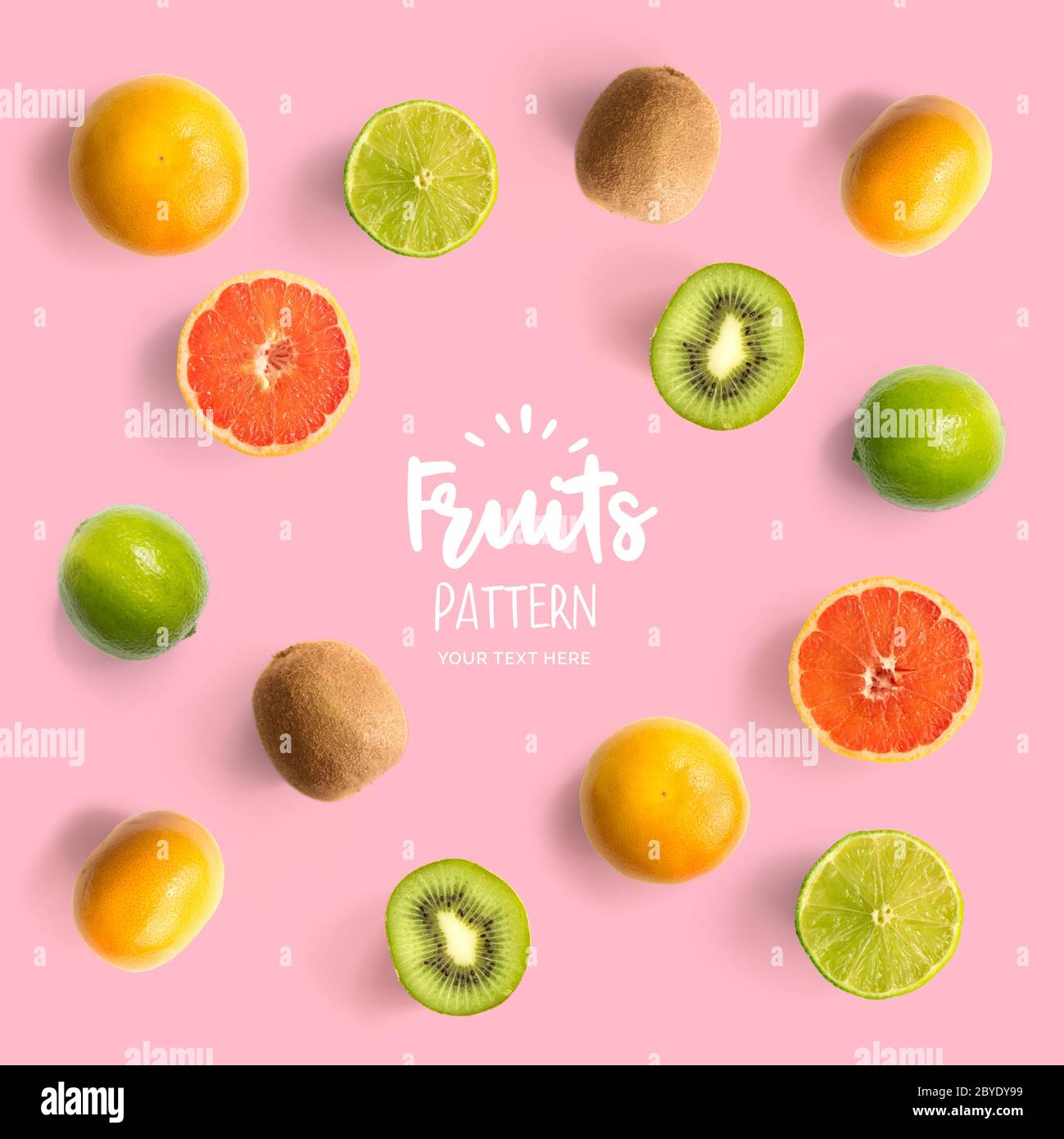 Pattern with kiwi, lime and grapefruit. Tropical abstract background ...