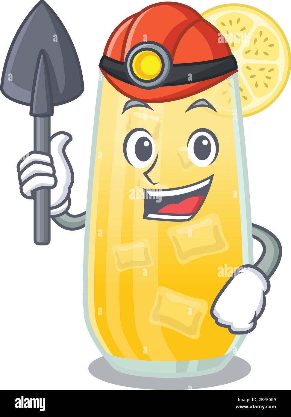 A cartoon picture of screwdriver cocktail miner with tool and helmet ...