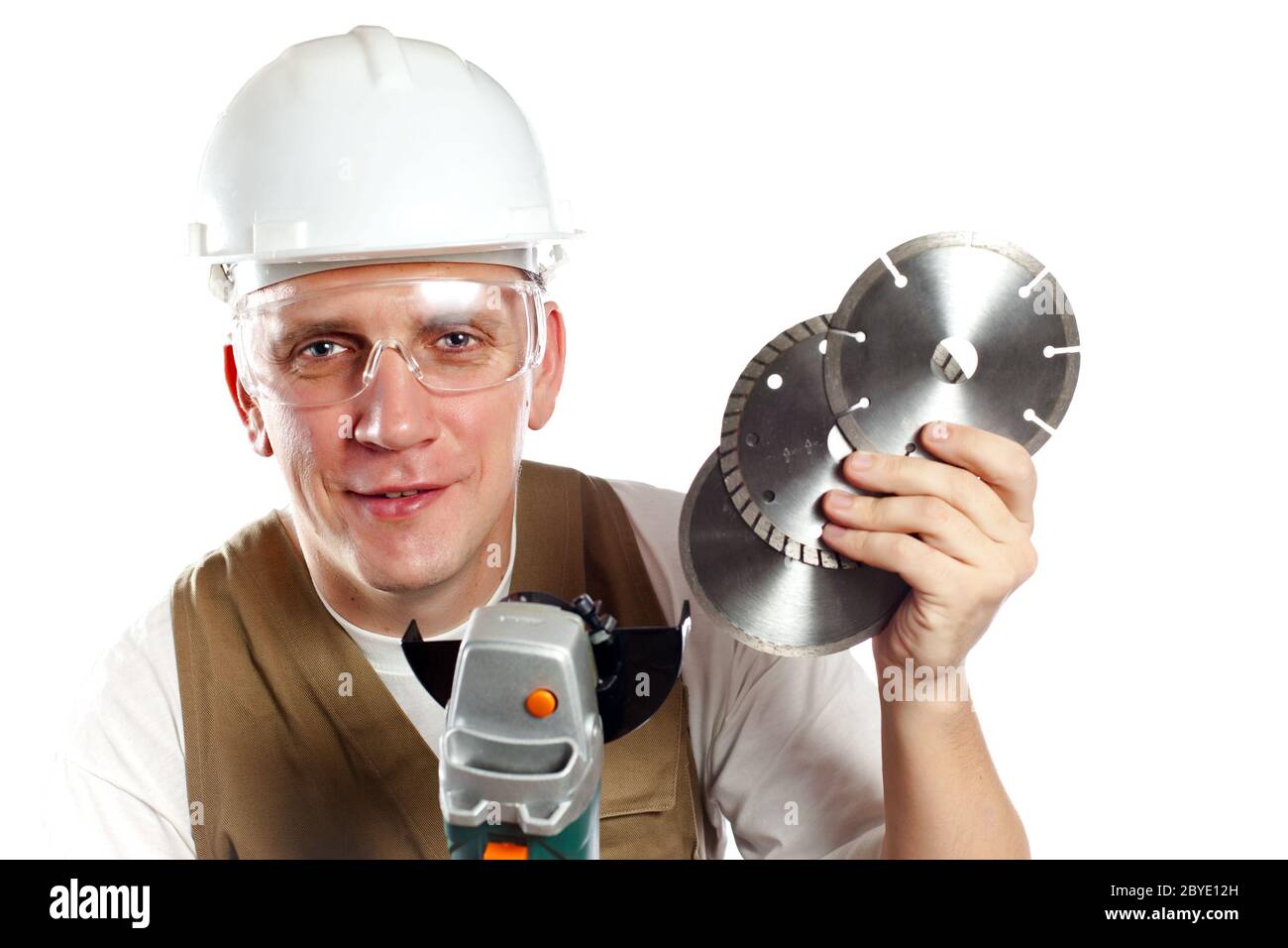 Man builder in helmet hi-res stock photography and images - Alamy