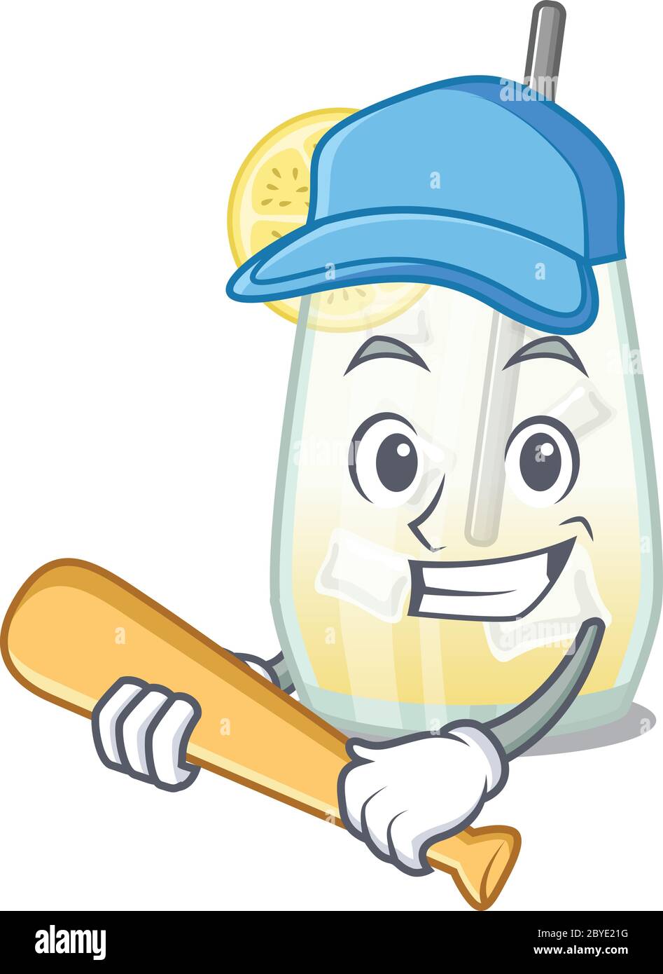 Attractive tom collins cocktail caricature character playing baseball ...