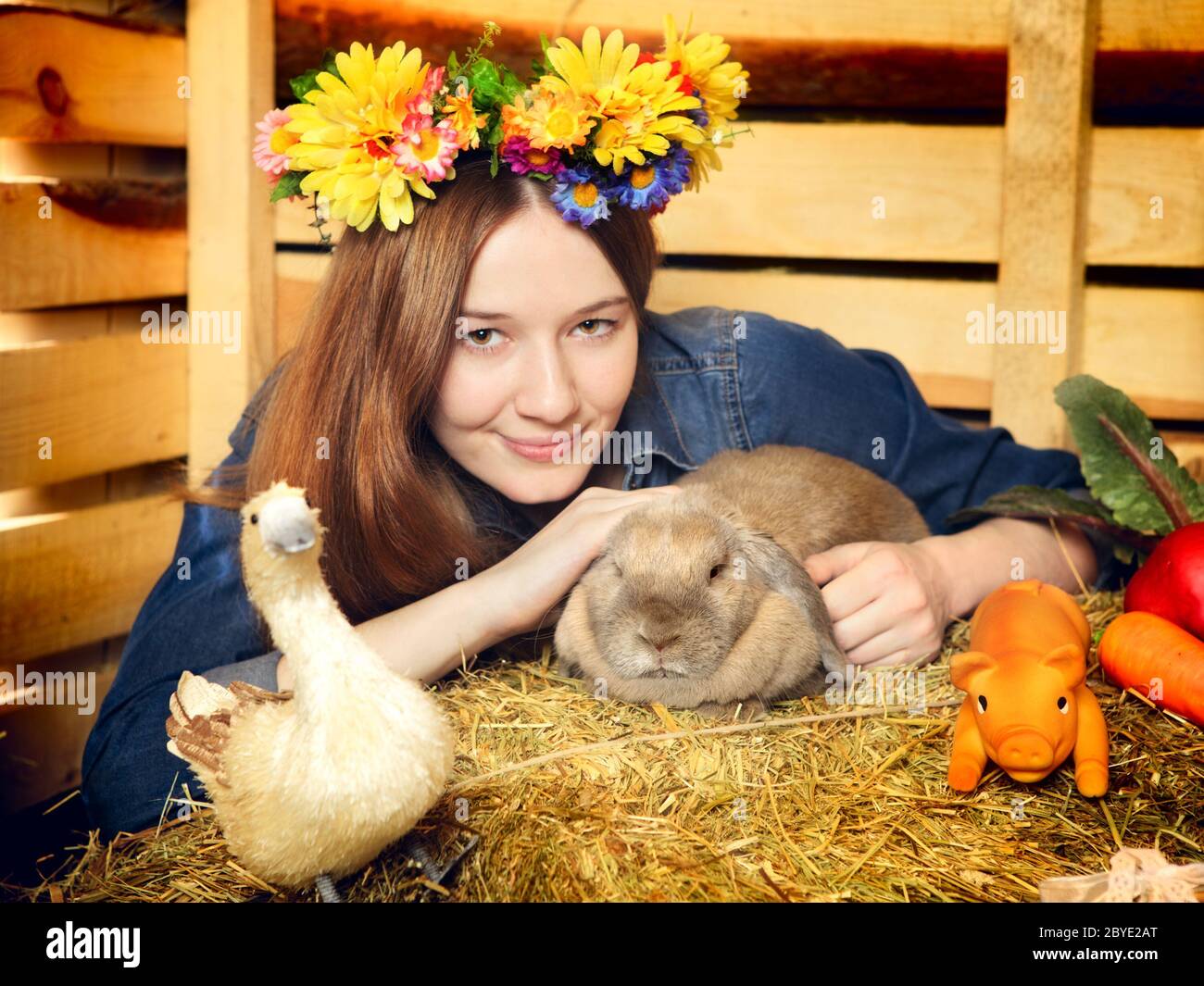 Girl With Rabbit Stock Photo - Alamy