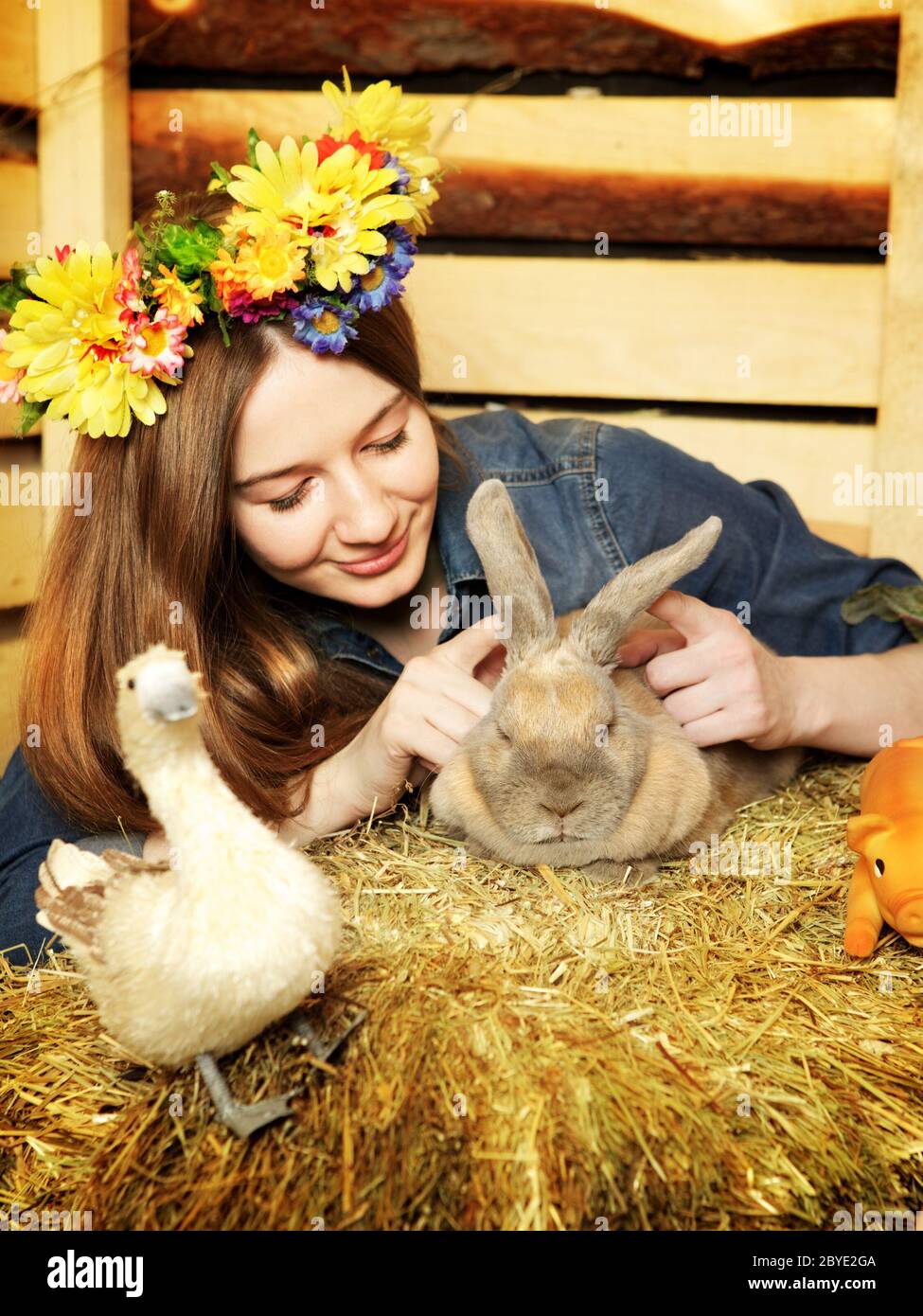 Girl and rabbit hi-res stock photography and images - Alamy