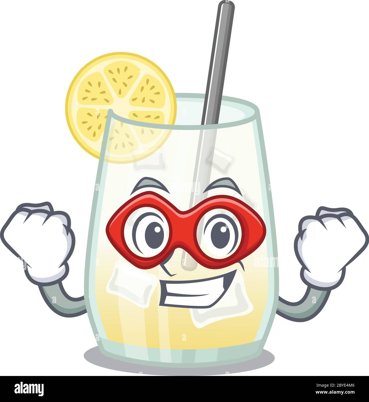 A cartoon drawing of tom collins cocktail in a Super hero character ...