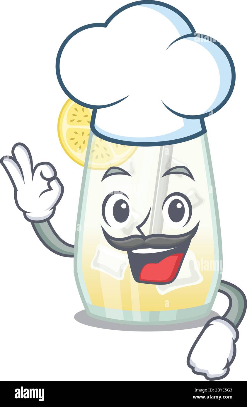 Talented tom collins cocktail chef cartoon drawing wearing chef hat ...