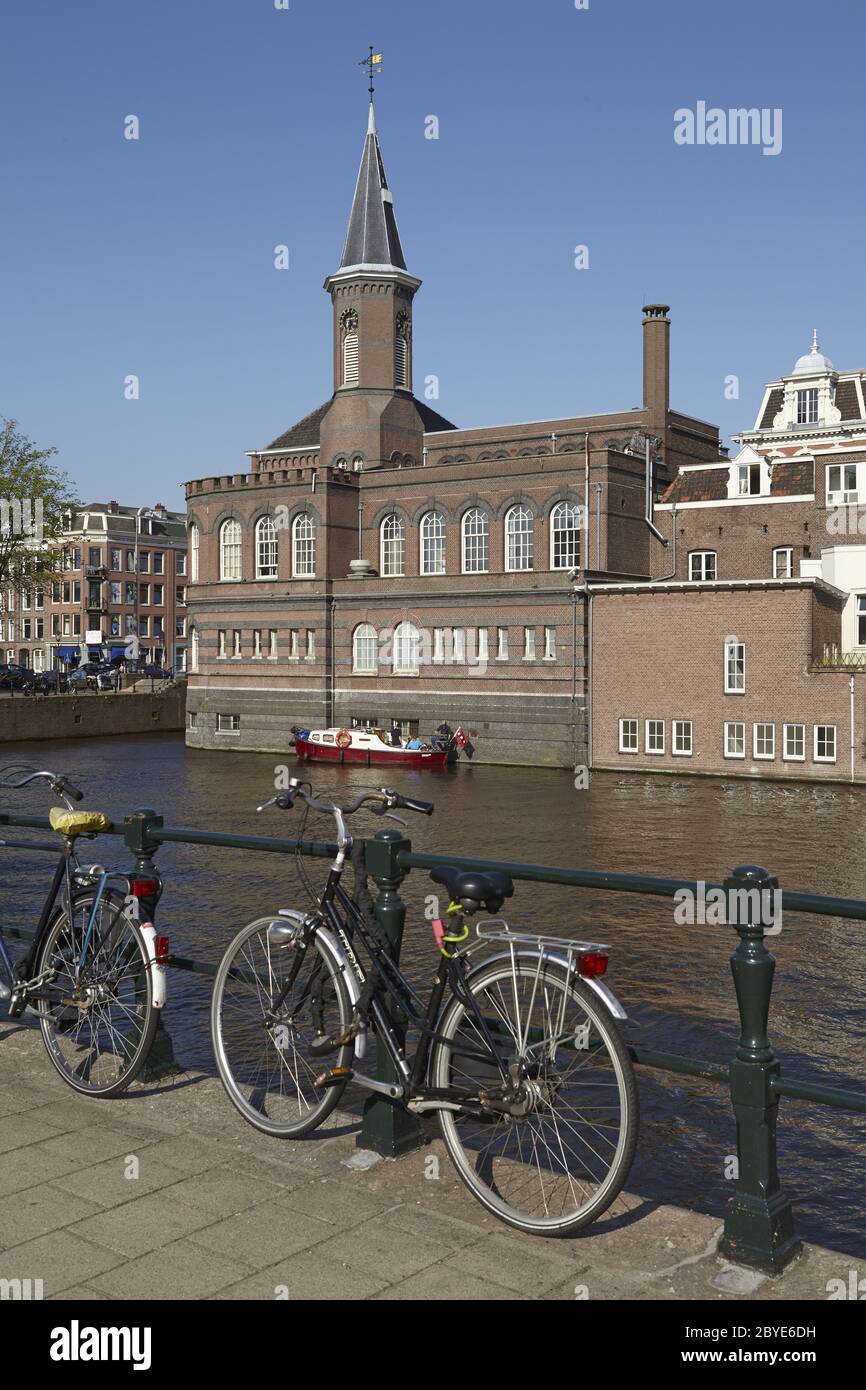 Amsterdam, Netherlands - Police station with turret at the Nassaukade ...