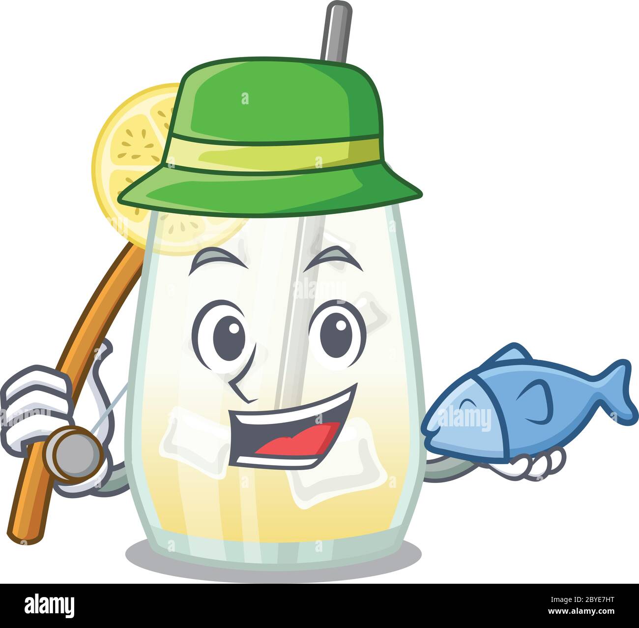 Cartoon design style of tom collins cocktail goes to fishing Stock ...