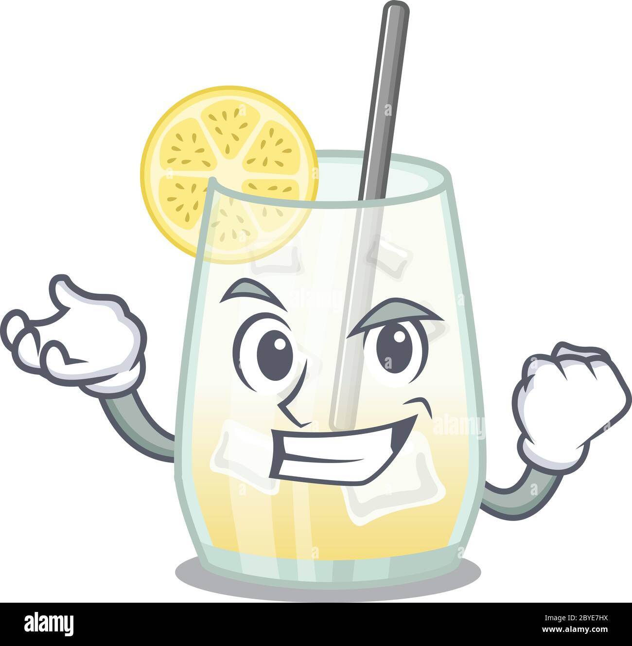 A funny cartoon design concept of tom collins cocktail with happy face ...