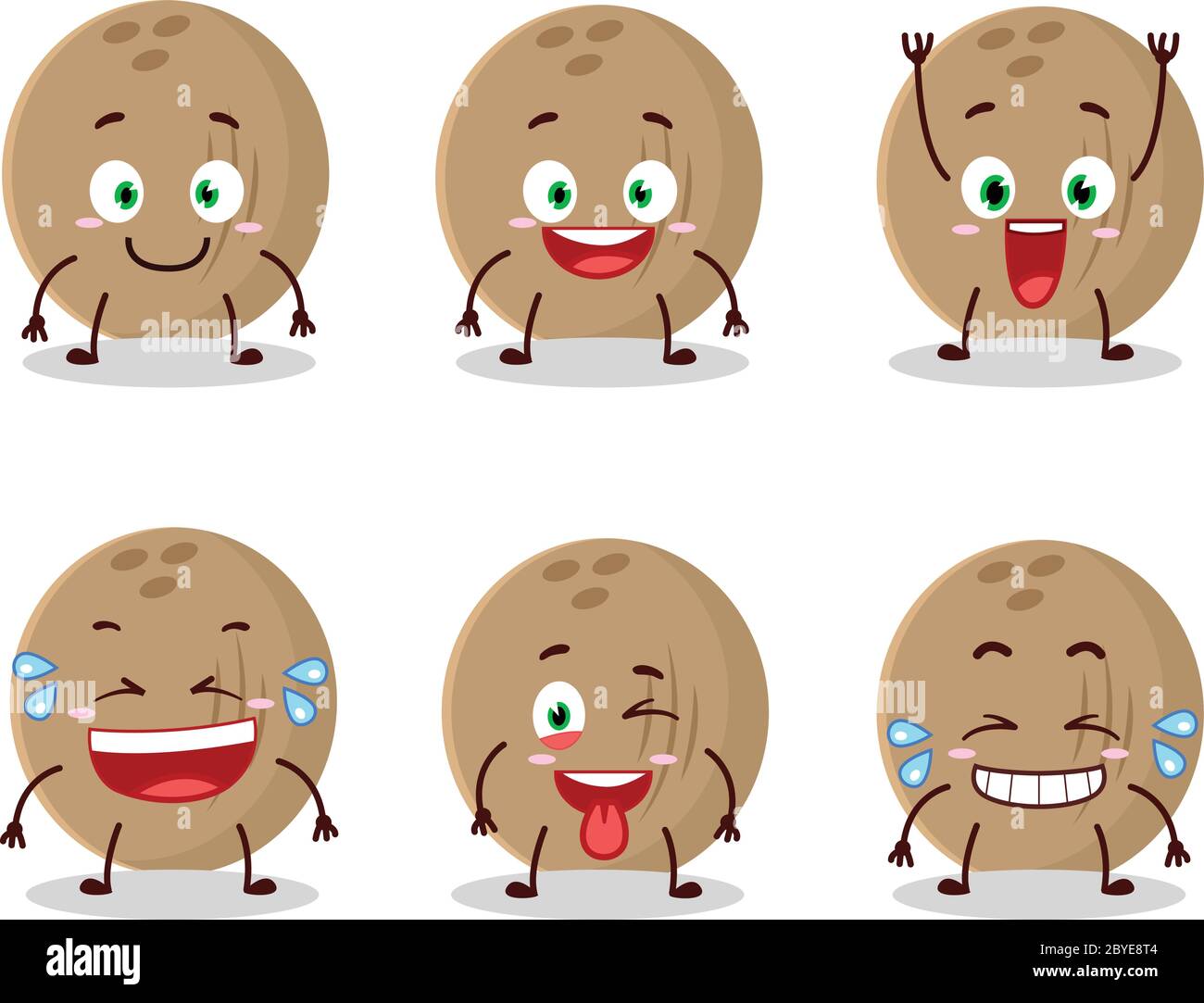 Cartoon character of brown coconut with smile expression Stock Vector ...