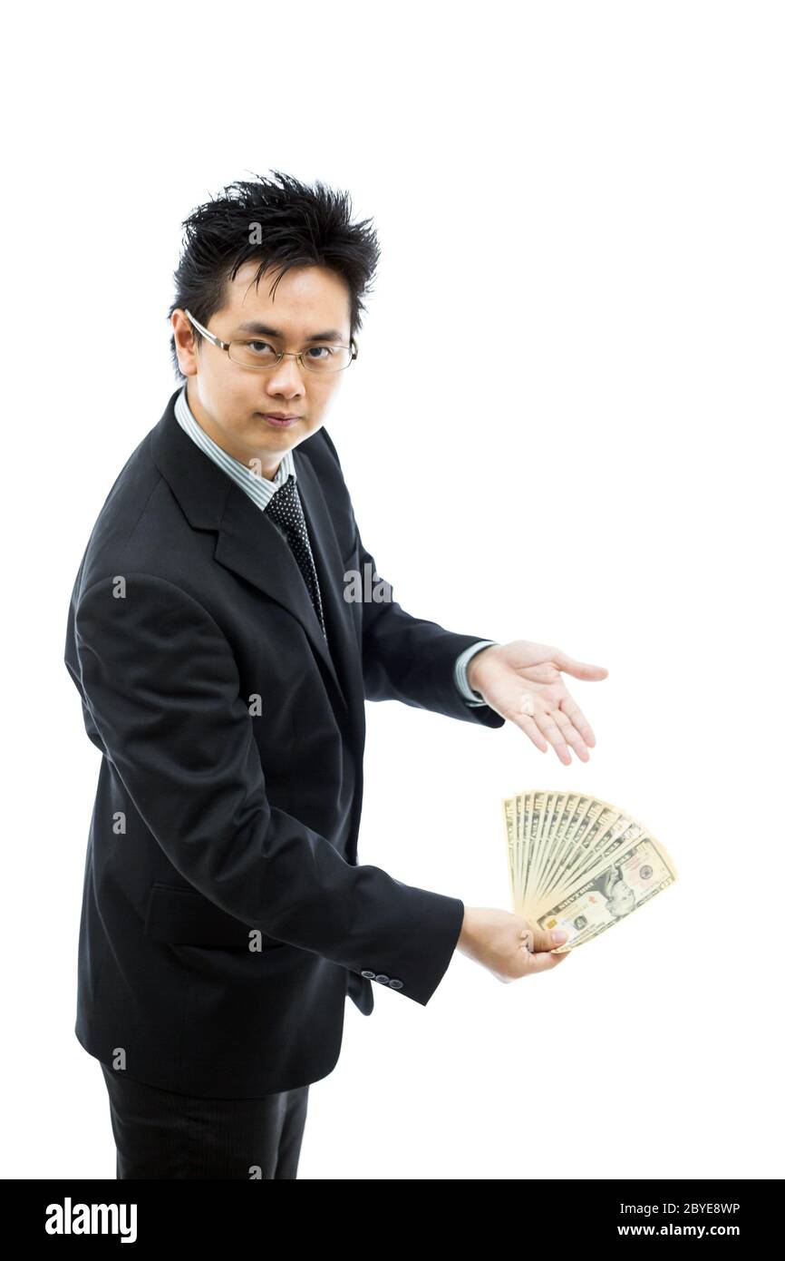 Smart businessman holding money Cut Out Stock Images & Pictures - Alamy
