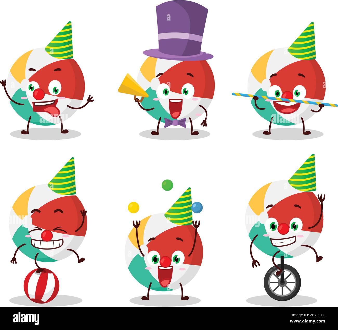 Cartoon character of beach ball with various circus shows Stock Vector ...