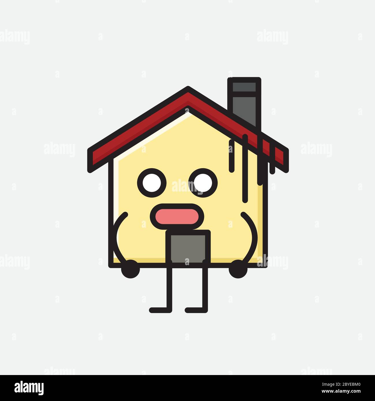 An illustration of Cute House Mascot Vector Character in Flat Design ...