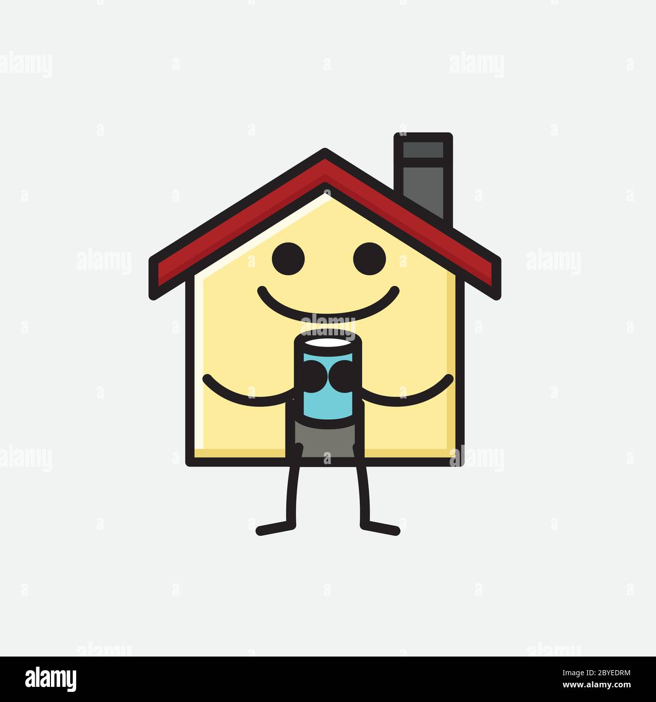 An illustration of Cute House Mascot Vector Character in Flat Design ...