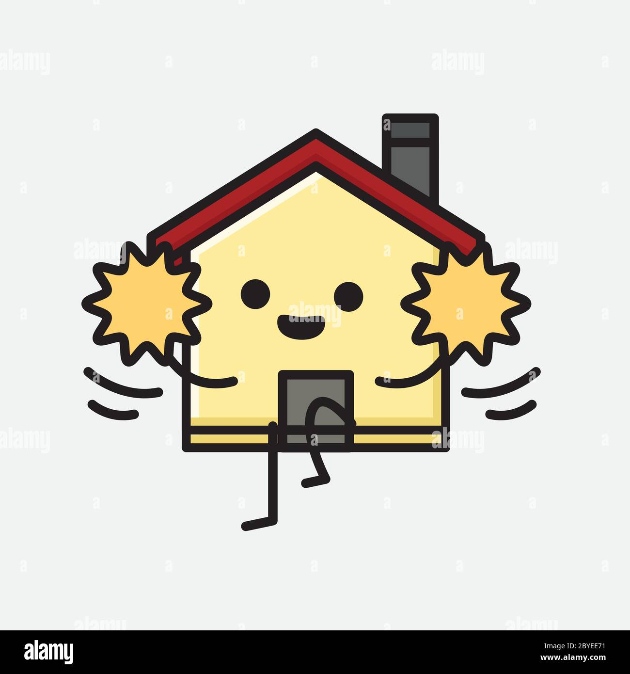 An illustration of Cute House Mascot Vector Character in Flat Design ...