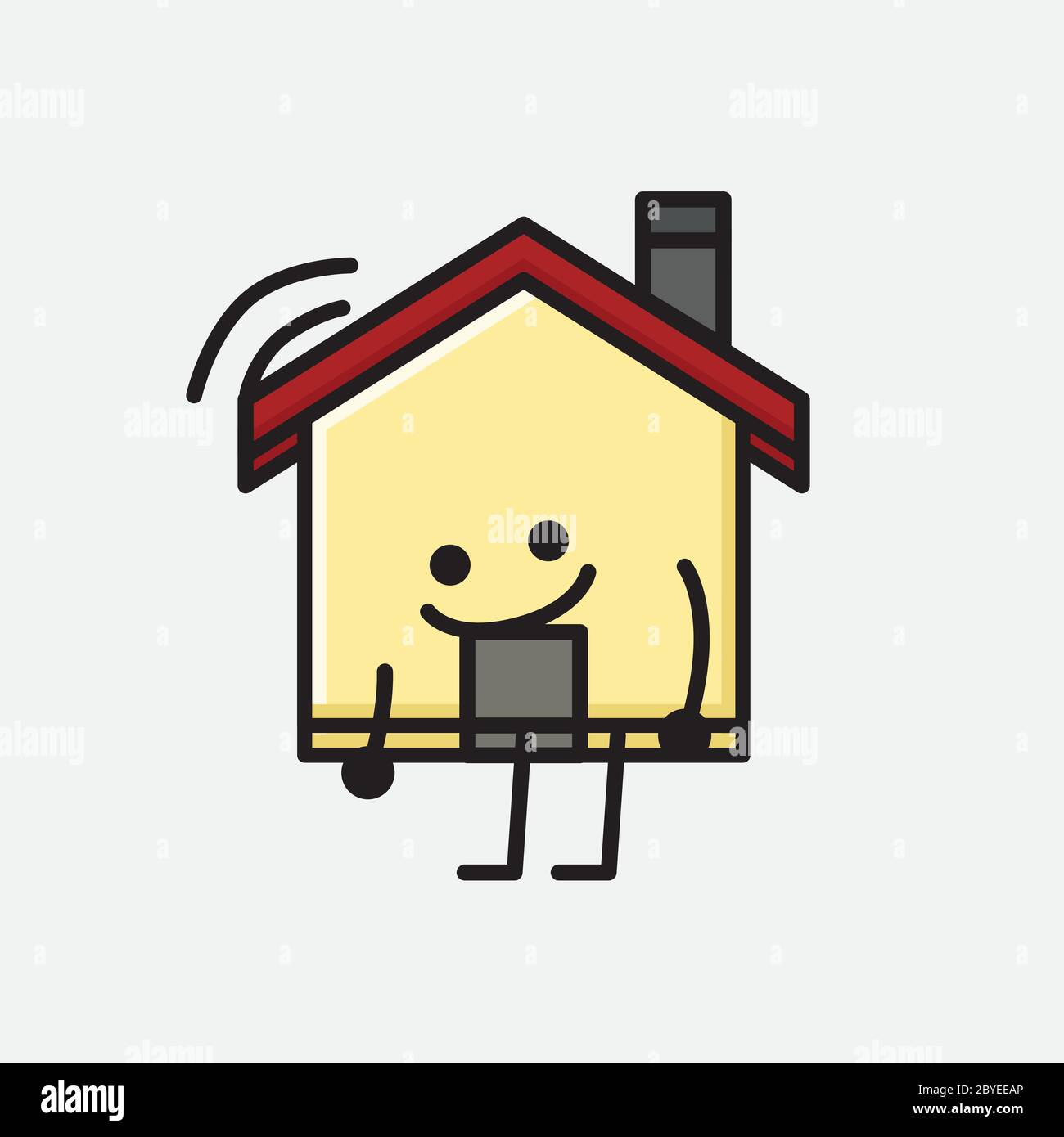 An illustration of Cute House Mascot Vector Character in Flat Design ...