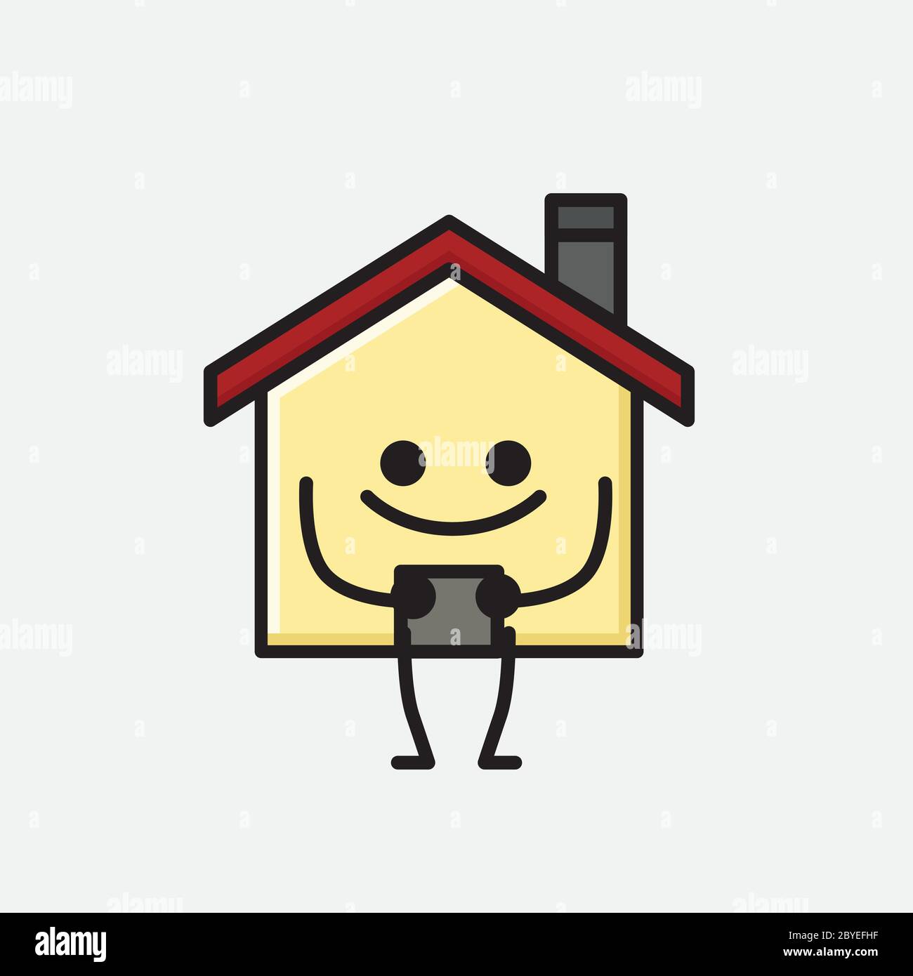 An illustration of Cute House Mascot Vector Character in Flat Design ...