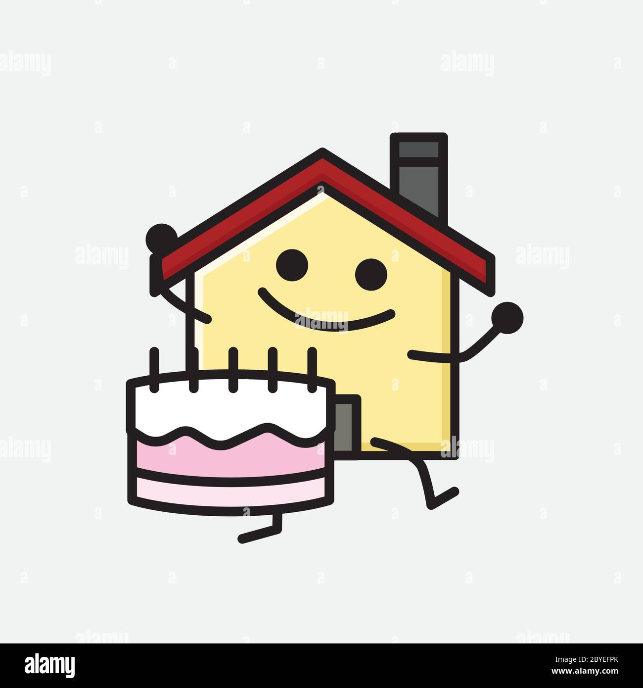 An illustration of Cute House Mascot Vector Character in Flat Design ...