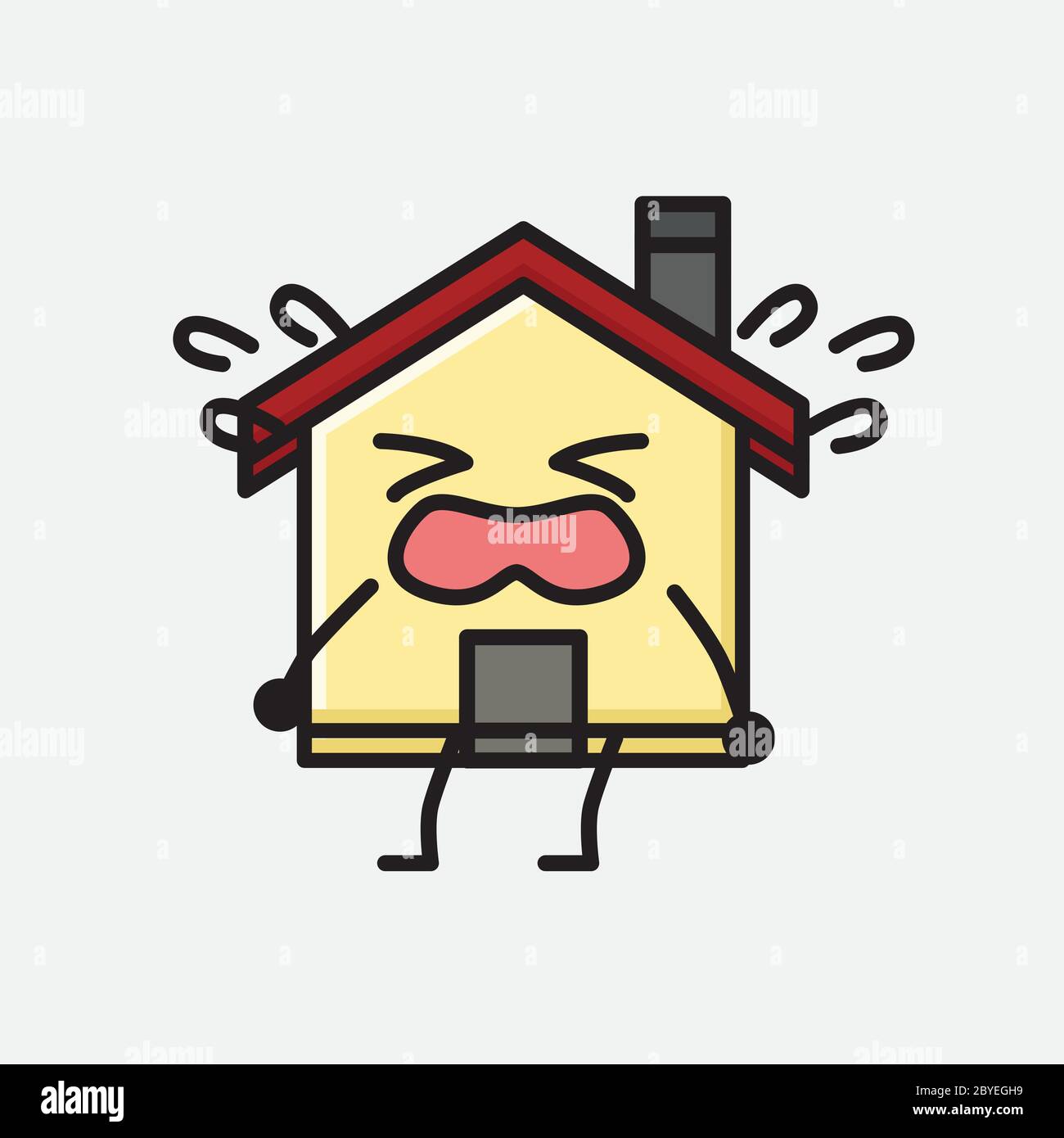 An illustration of Cute House Mascot Vector Character in Flat Design ...